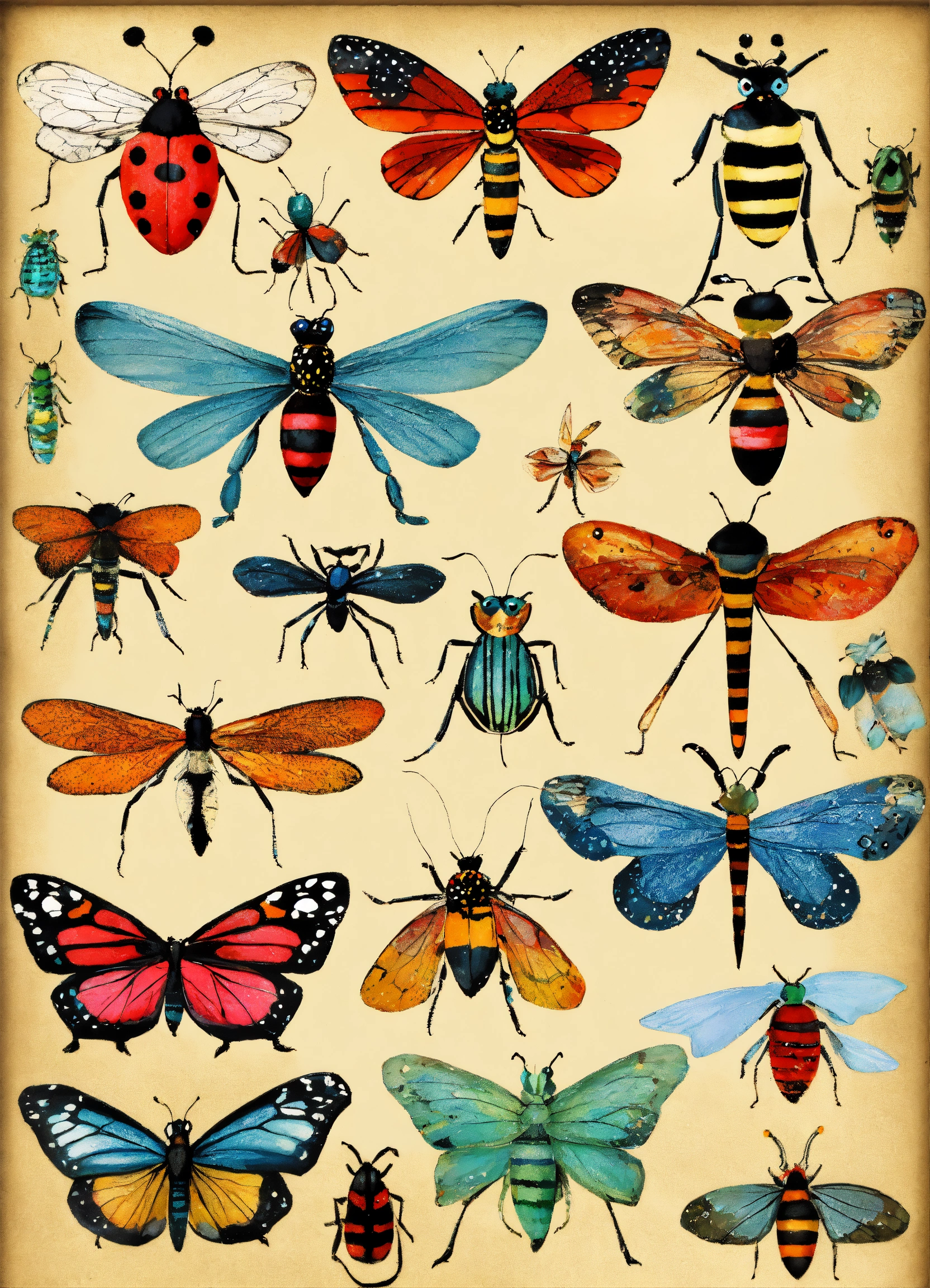 Lexica - Mixed Media Whimsical Insects, Quirky Bug Graphics, Commercial ...