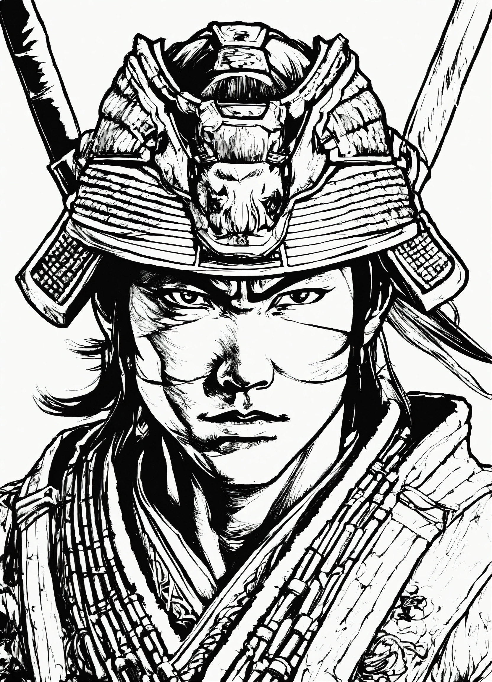 Lexica - Generate a portrait of a samurai , 4K resolution, anime line ...