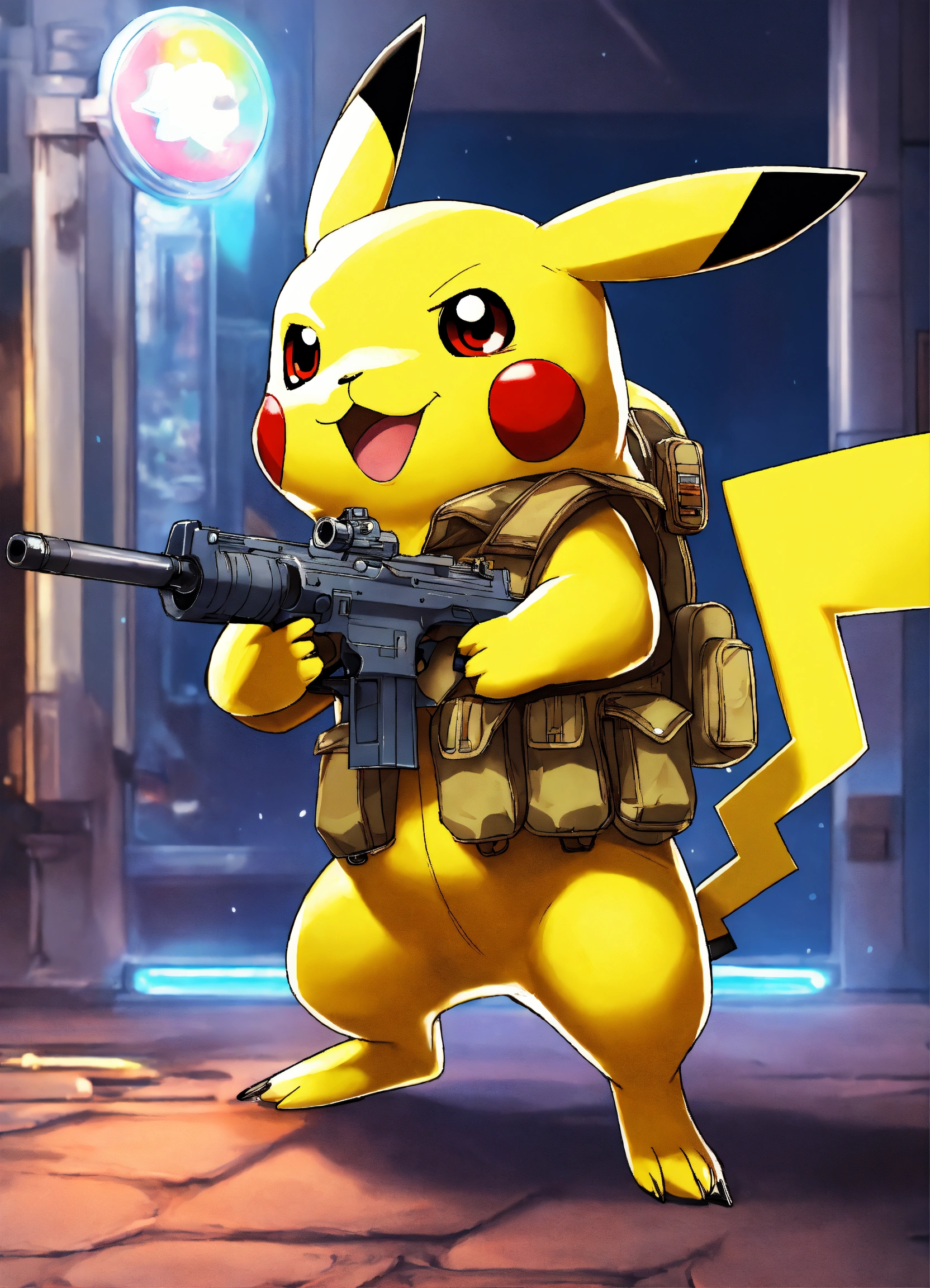 Lexica - PIKACHU LIKE SOLDIER WITH LIGHT GUN