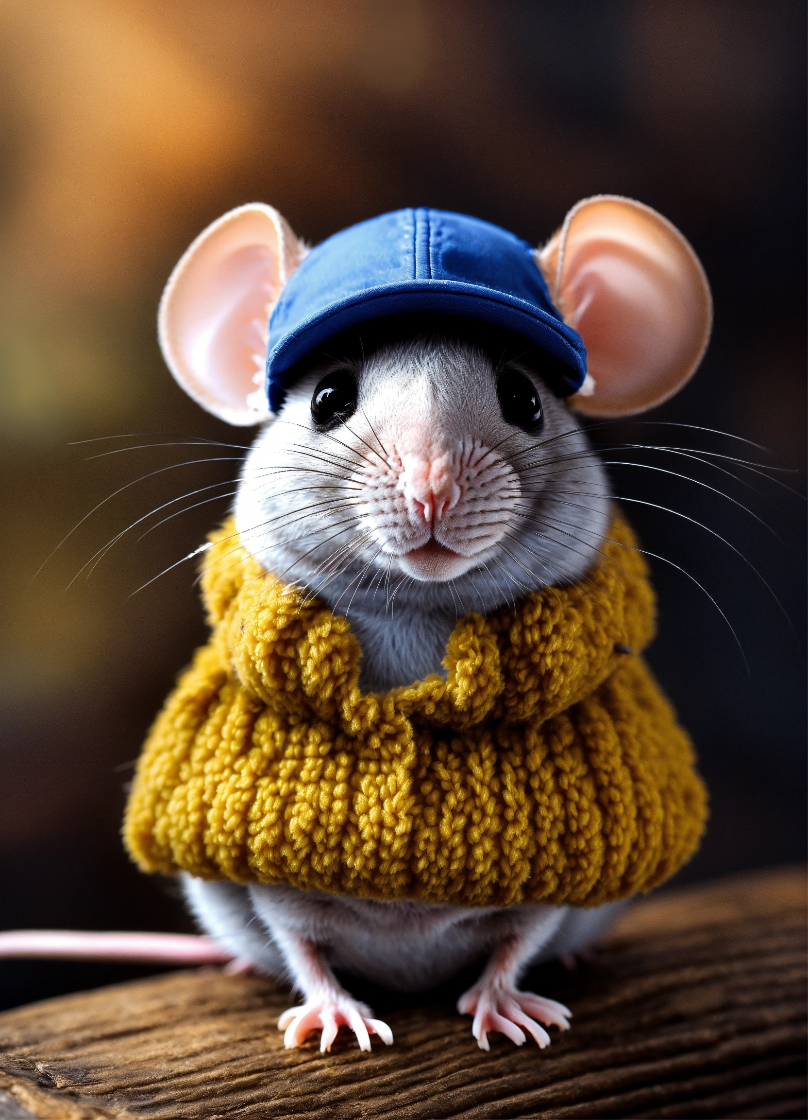Lexica - A cute mouse wearing a cap