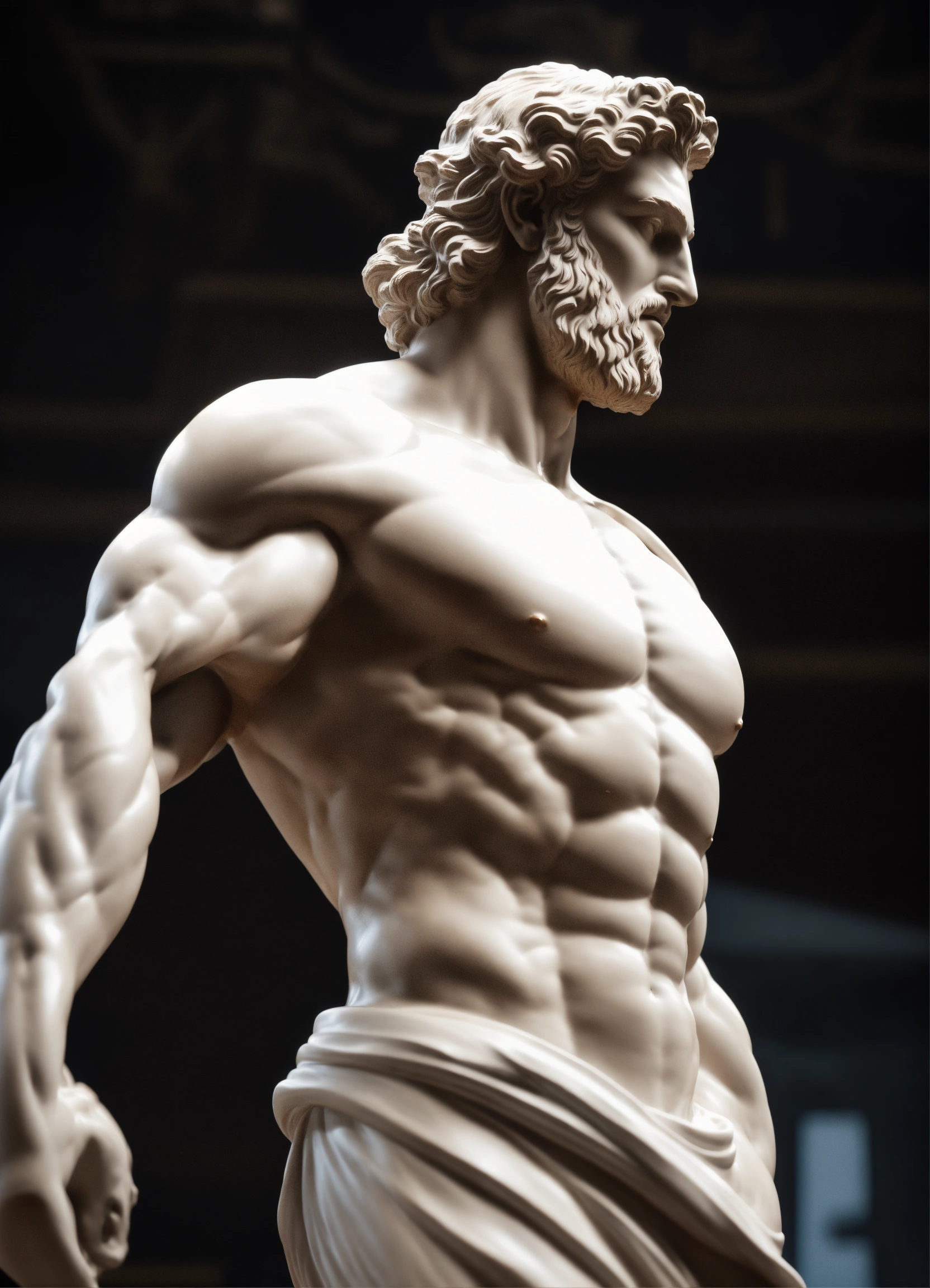 Lexica - A Statue from a muscular Greek god Statue with a wavey middel ...