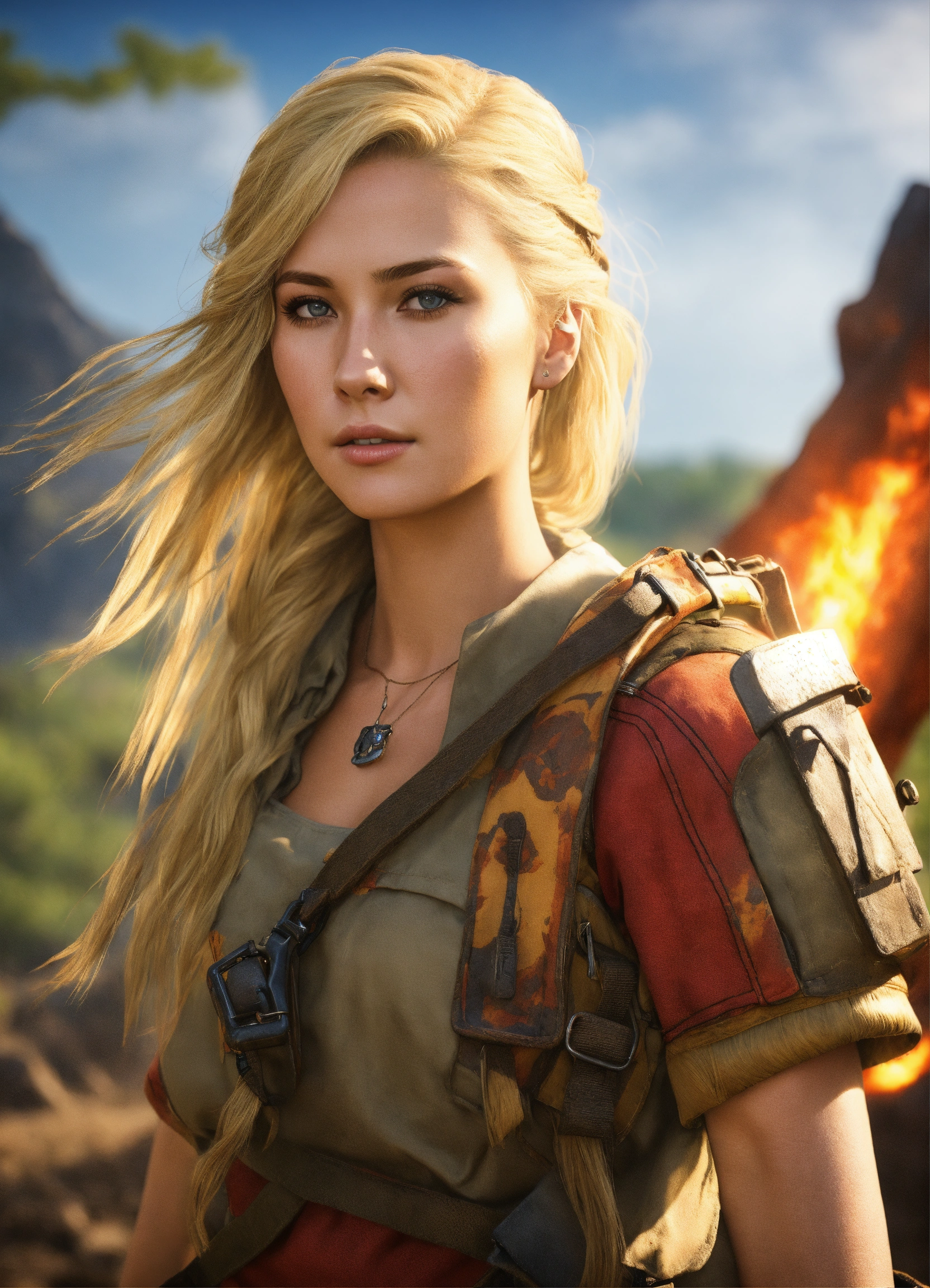 Lexica - A blonde girl . Ark survival style