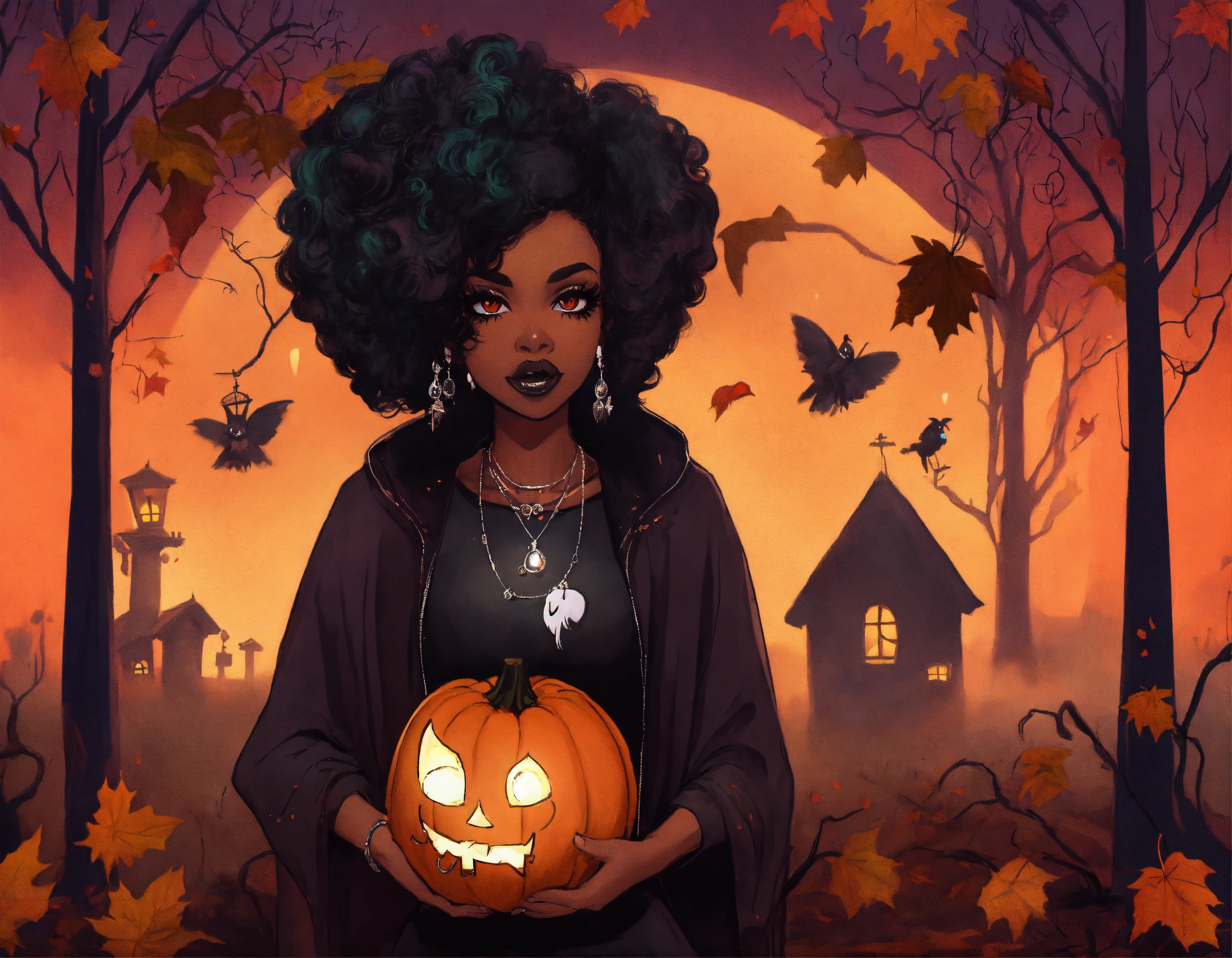 Lexica - CARTOON, ILLUSTRATION, AFRICAN AMERICAN SPOOKY GOTH GIRL ...