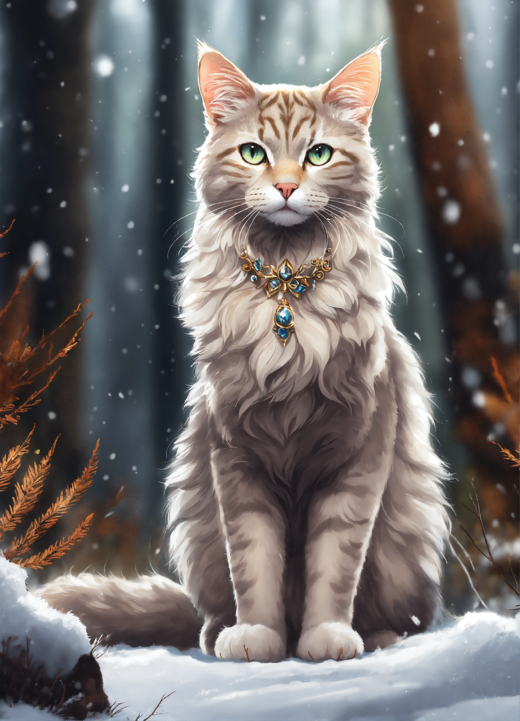 Lexica - Graceful ash-colored cat with a crown on his head stands in a ...