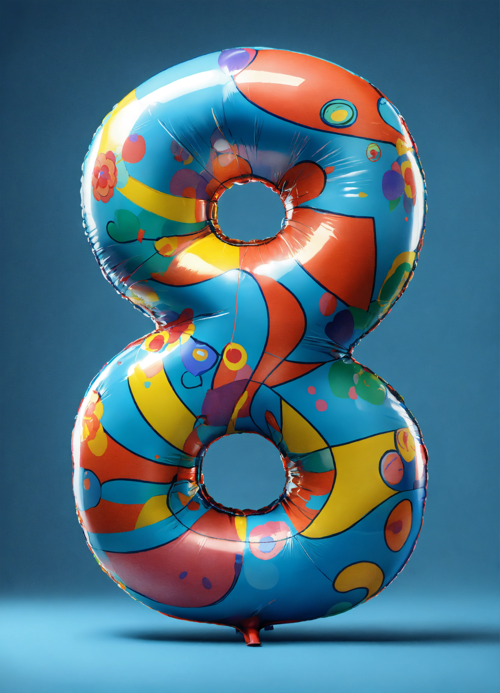 Lexica - Balloon in shape of the number 8 ,blue background cartoon ...