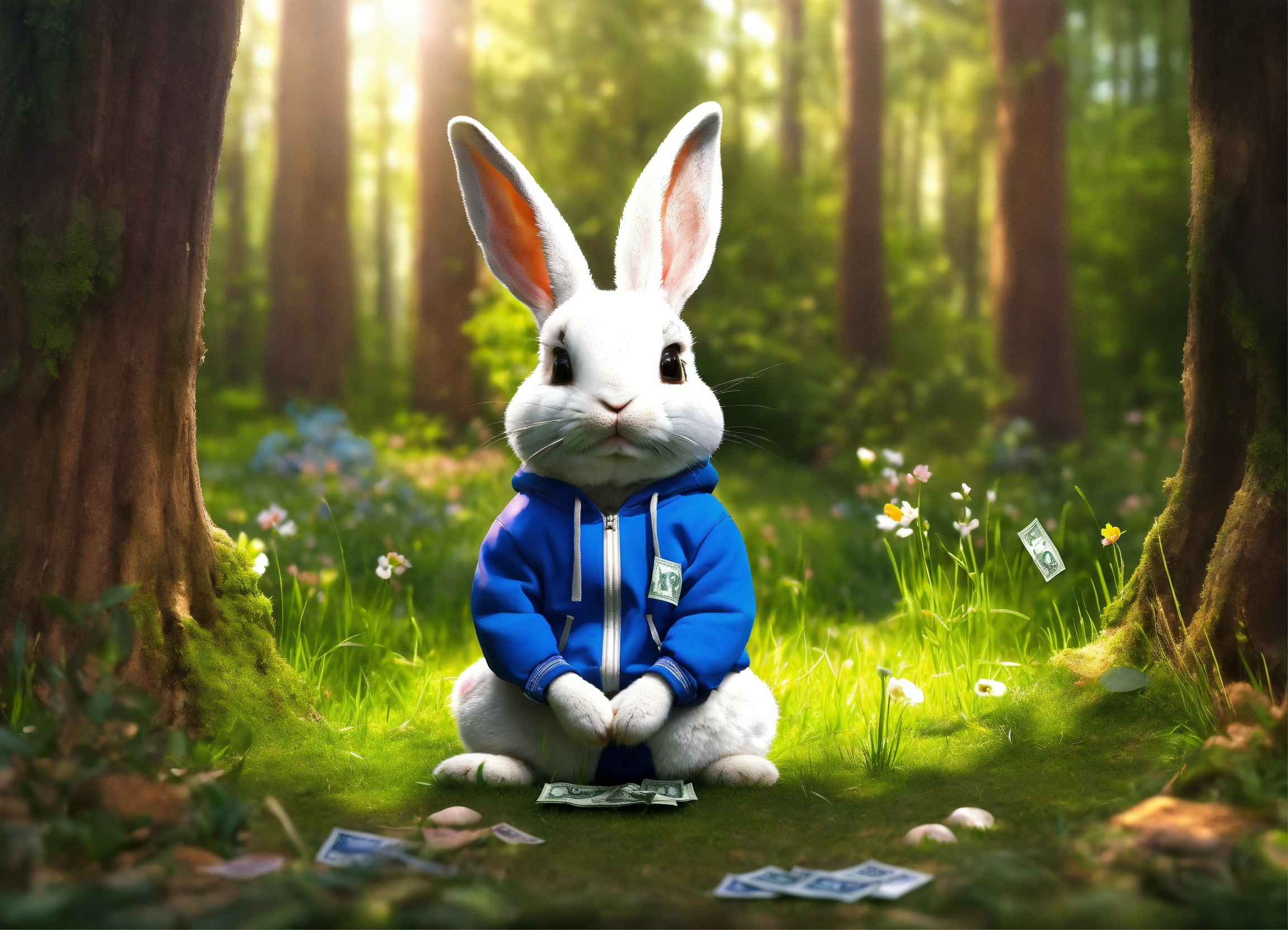 Lexica - You can see a rabbit in a frontal view. he sitting in the ...