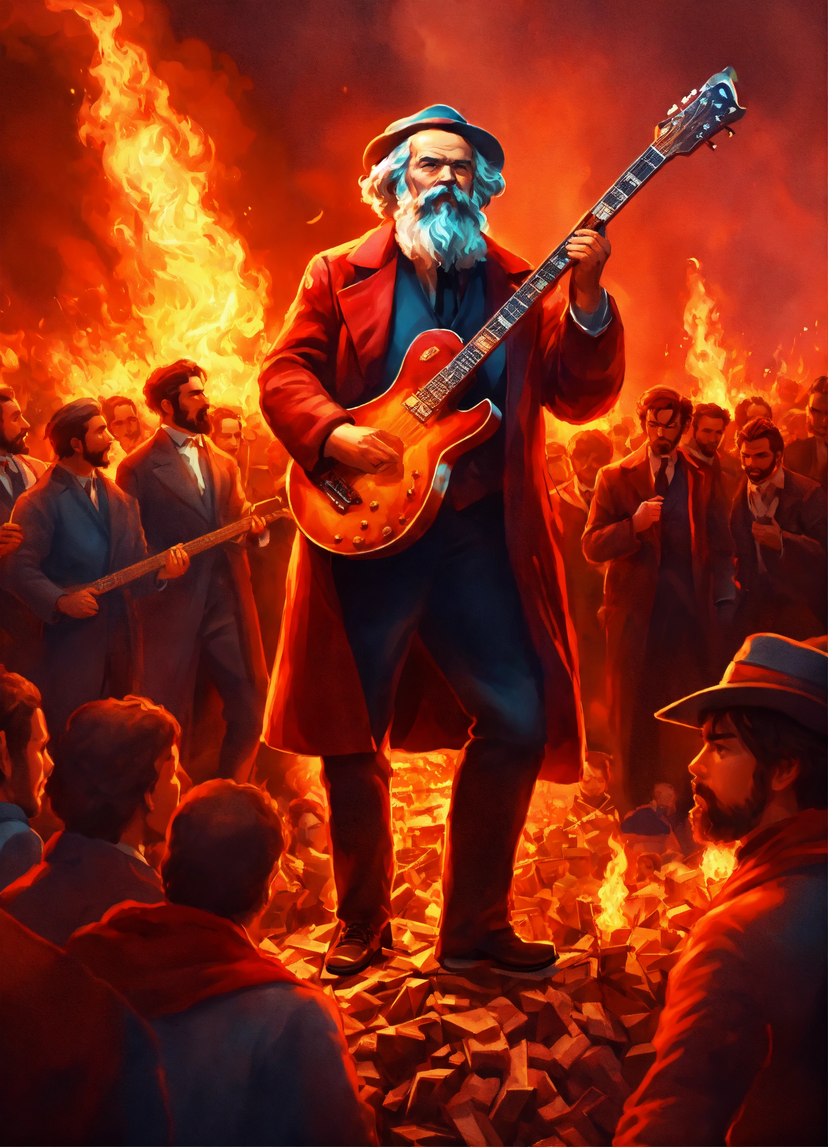 Lexica - Illustration Karl Marx figure, surrounded by a fervent crowd ...