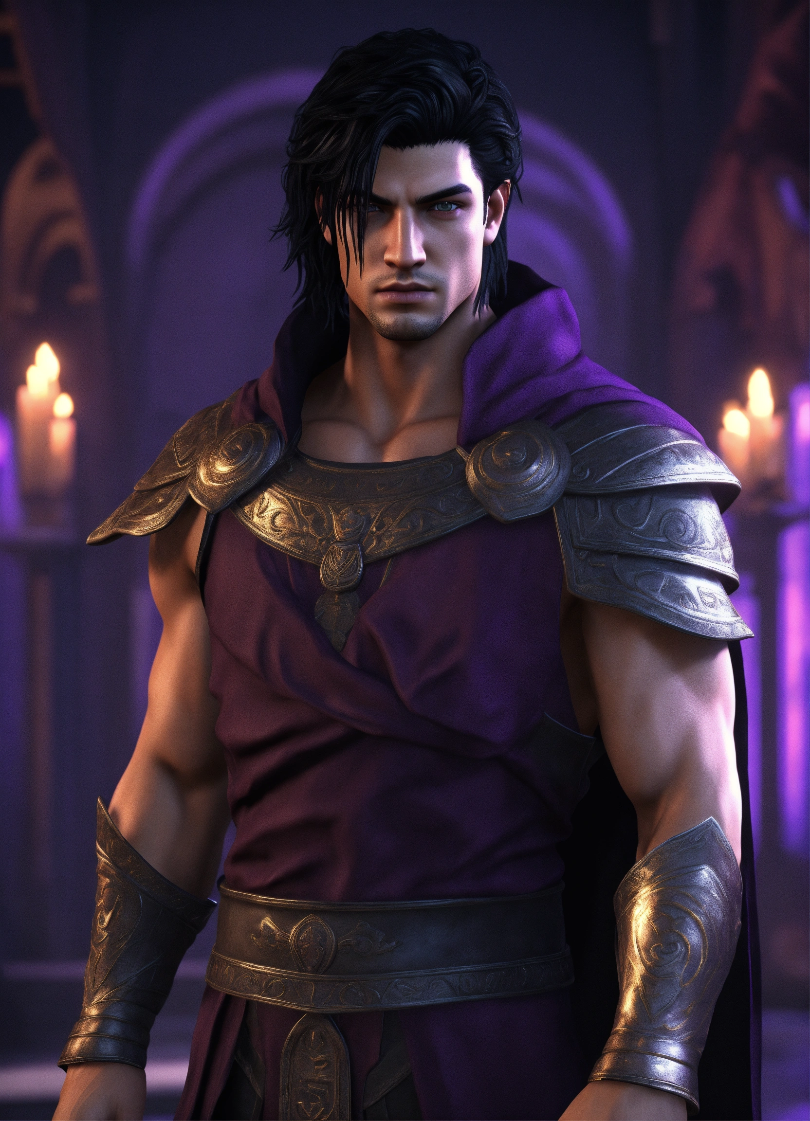 Lexica - Young Goth Greek God with black hair and purple eyes ...