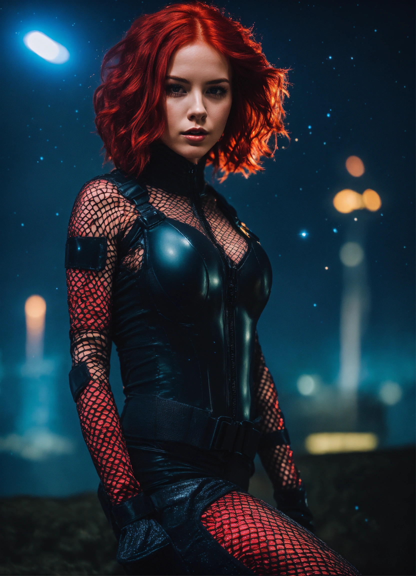 Lexica - A real photo of a 27 year old girl with bright red hair. She ...