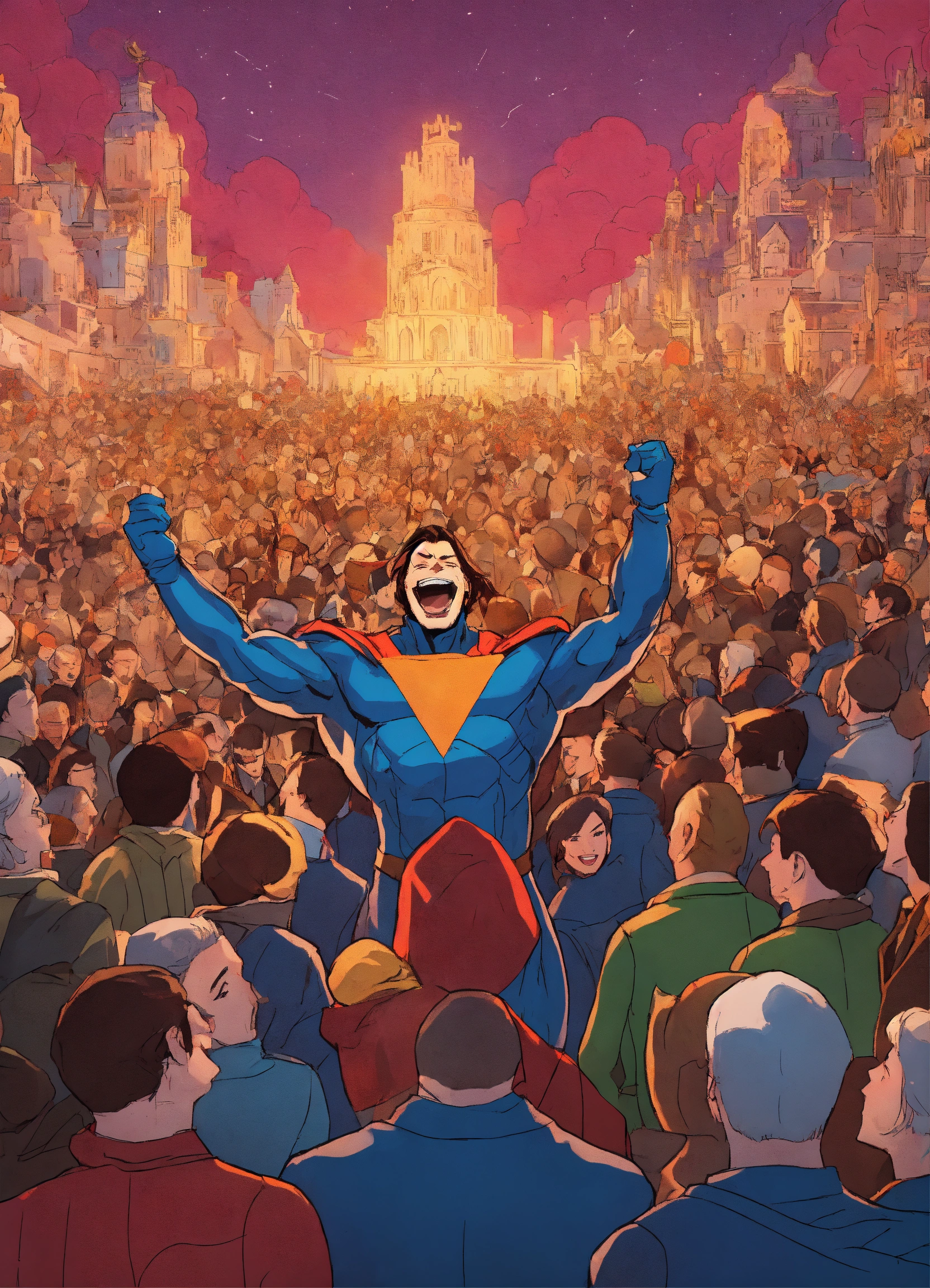 Lexica - A person surrounded by a lot of people and praising him, super ...