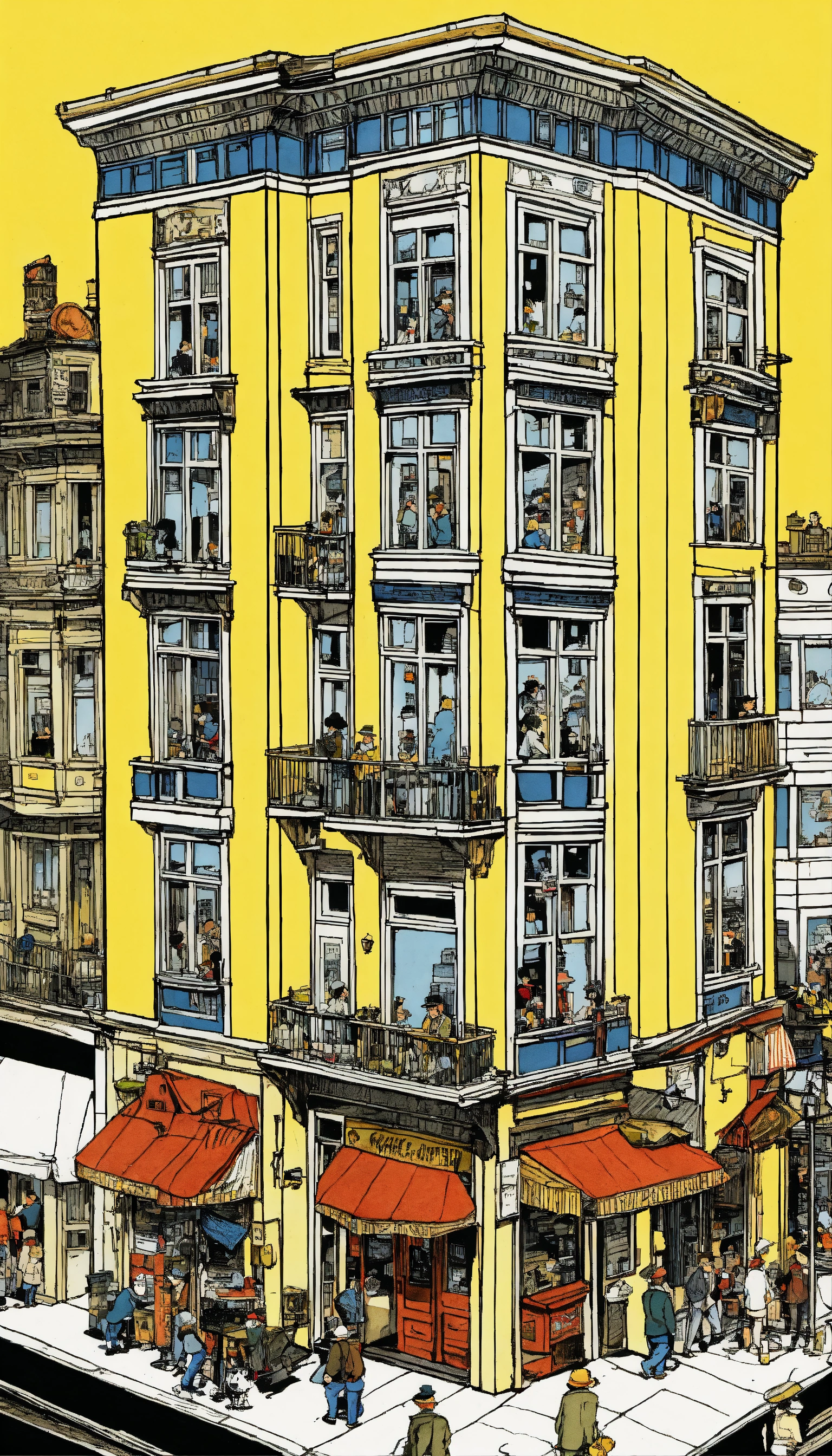 Lexica - Detailed pen and ink illustration of a building in San ...