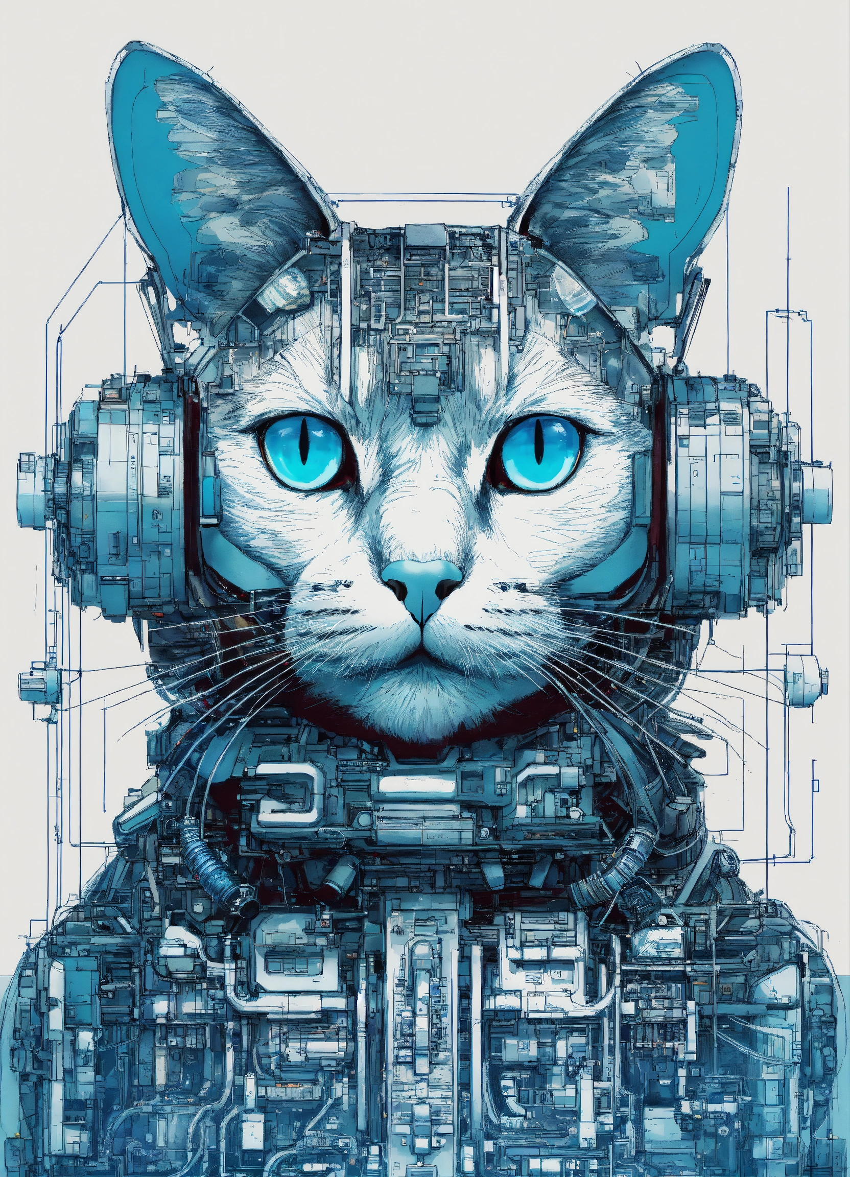 Lexica - Of a cybernetic cat realist 16k, technical drawings viewed ...