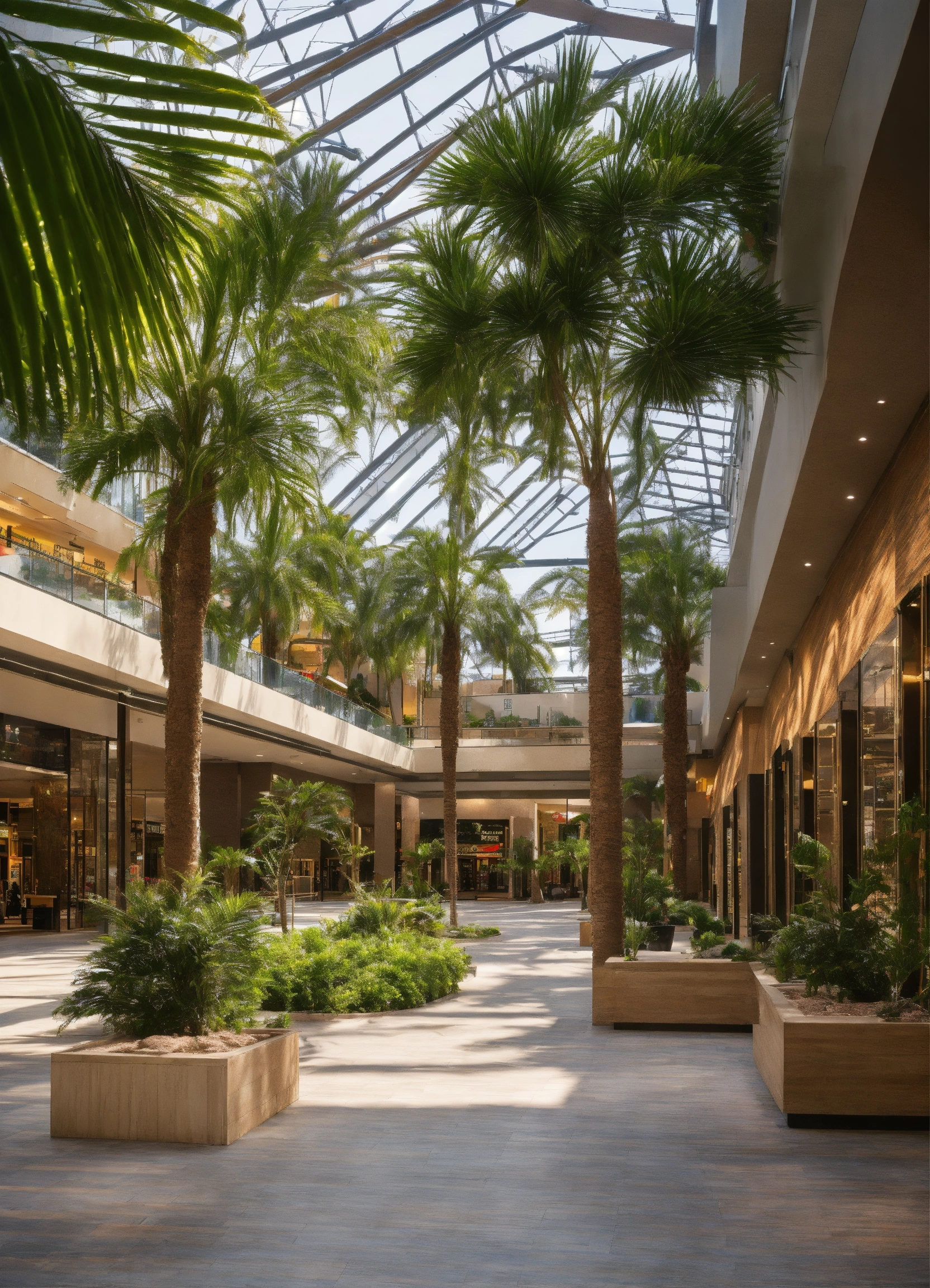 Lexica - A L shaped shopping mall steel structure with palm trees ...