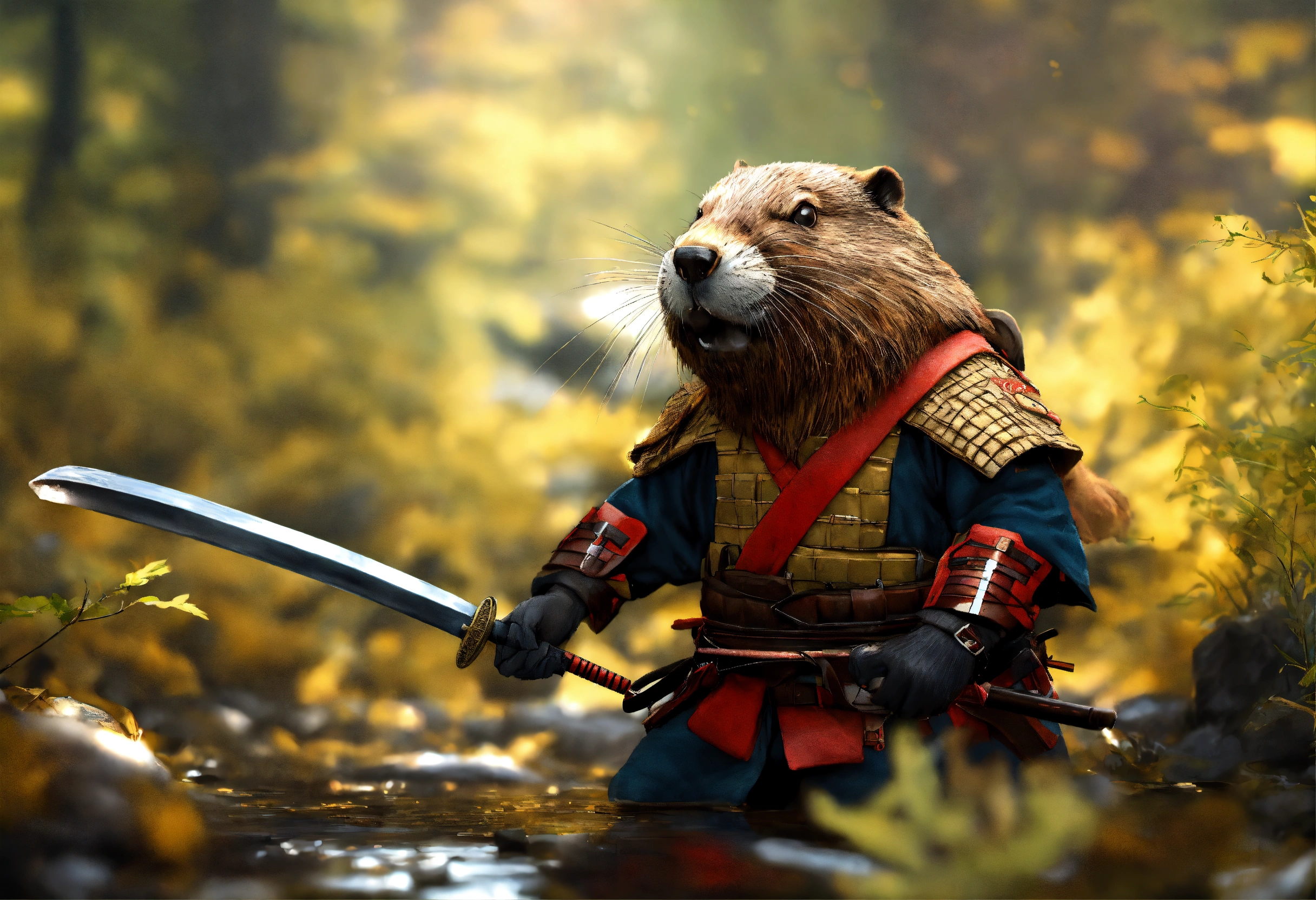 Lexica - Beaver samurai. Battlefield. Hyper realistic.