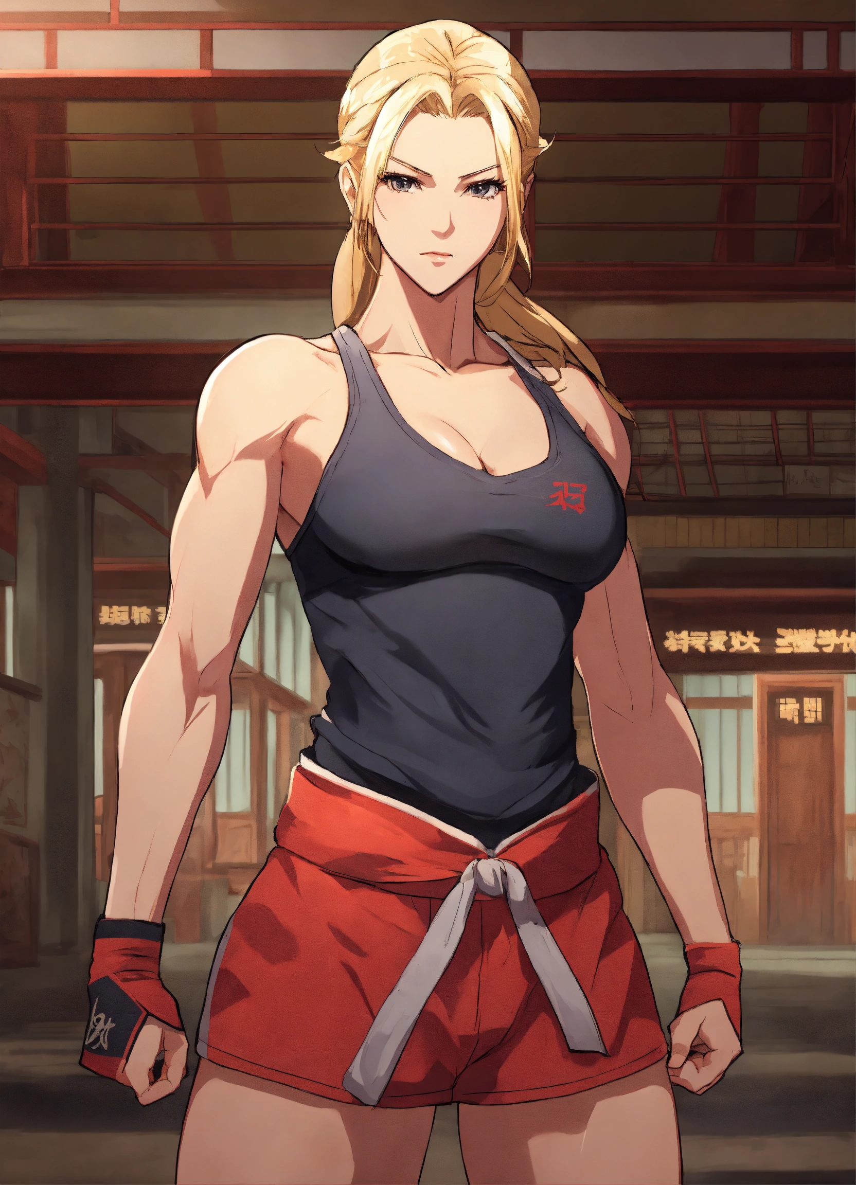 Lexica - Anime beautiful BLOND jiu jistsu girl muscles fighter full ...