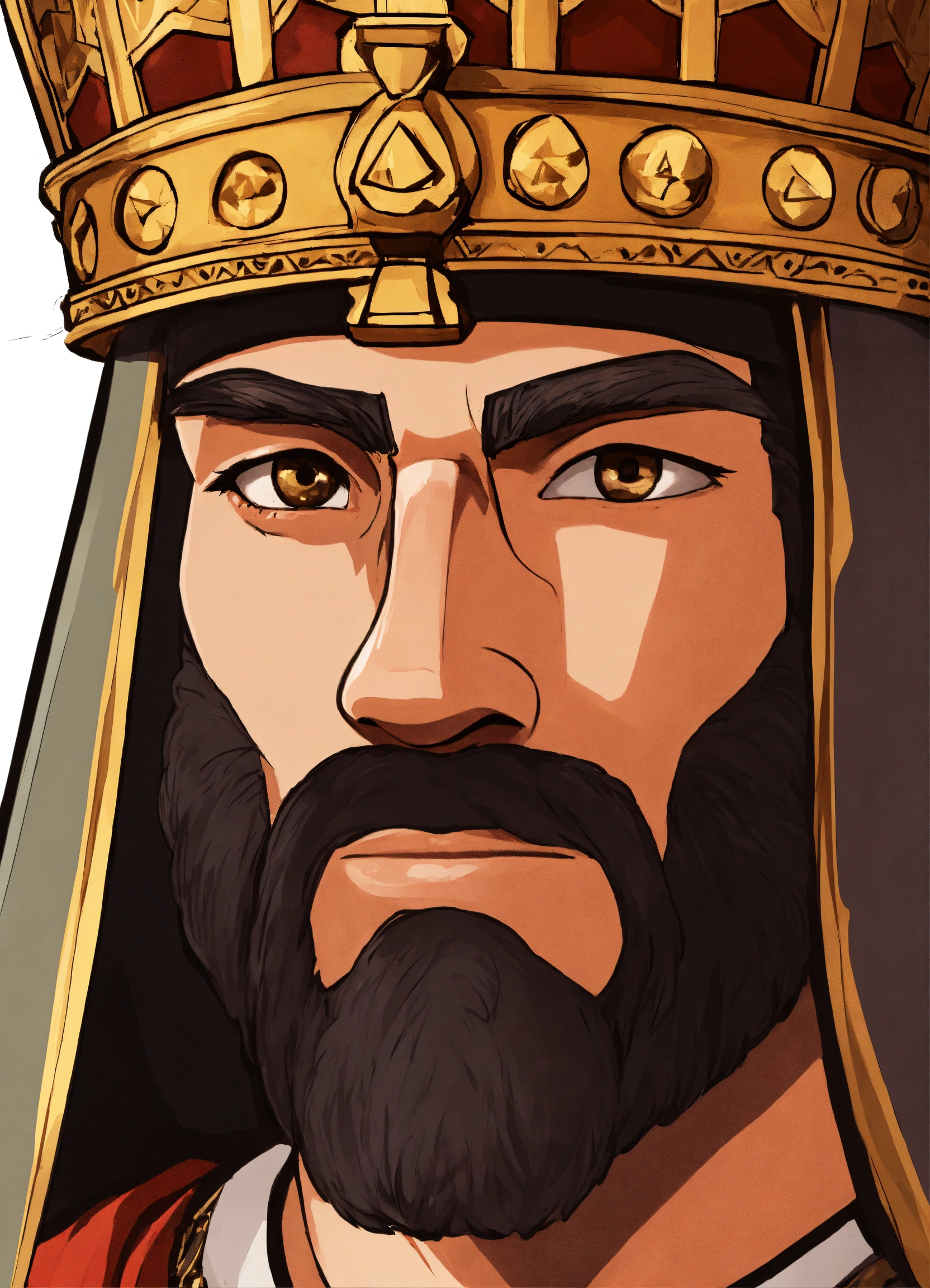 Lexica - 25 year old king ahaz from the bible, 2d cartoon, face closeup