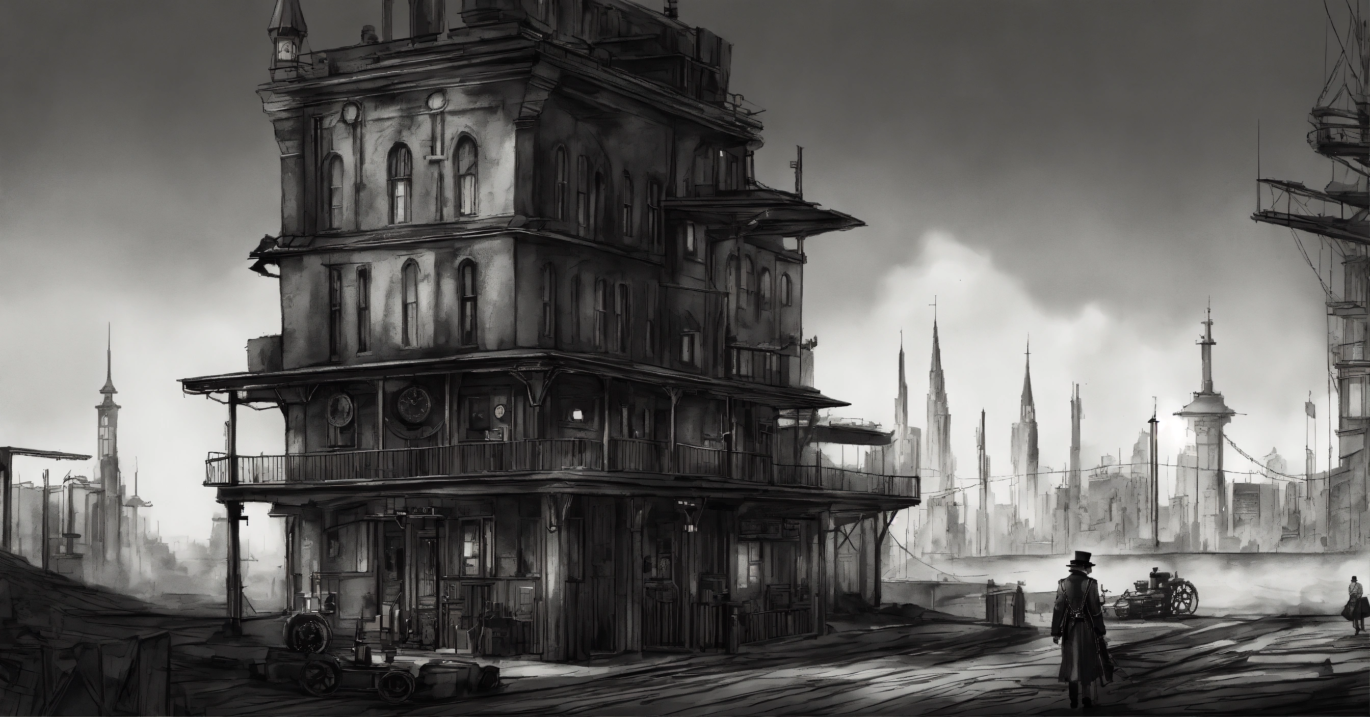 Lexica - Create a vector pencil sketch of the steampunk and Victorian ...