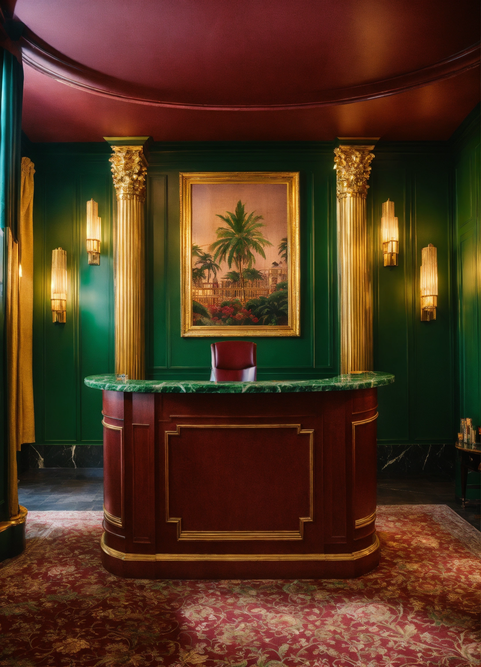 Lexica - A spectacular tropical lobby for a nightclub with wood molding ...