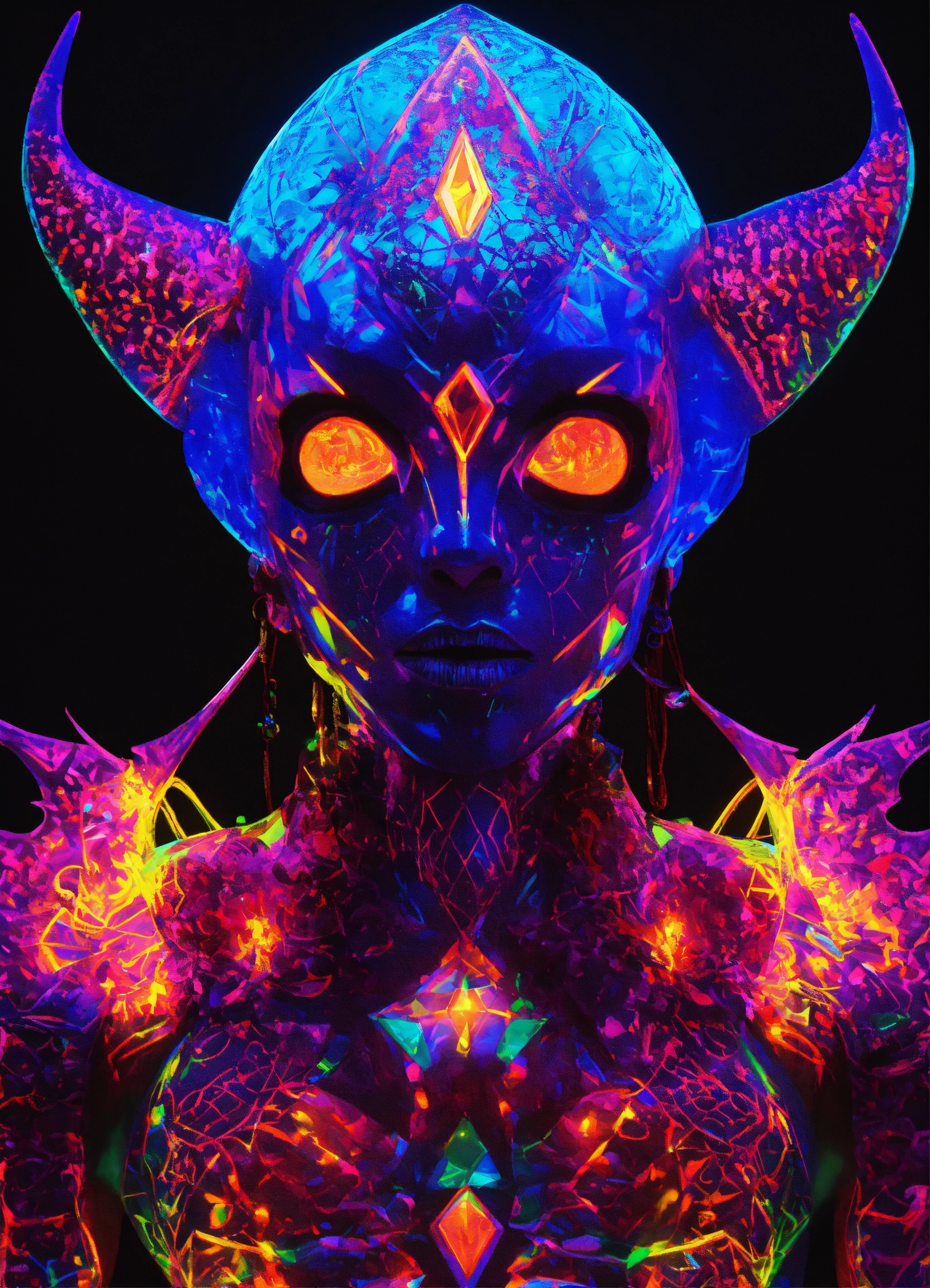 Lexica - Full body the grudge in a diamond suit in a Blacklight DMT ...