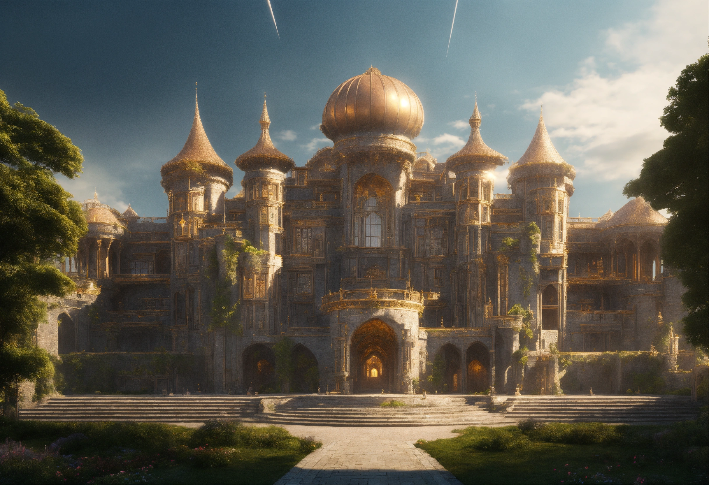 Lexica - Epic futuristic gigantic palace inspired by medival castles ...
