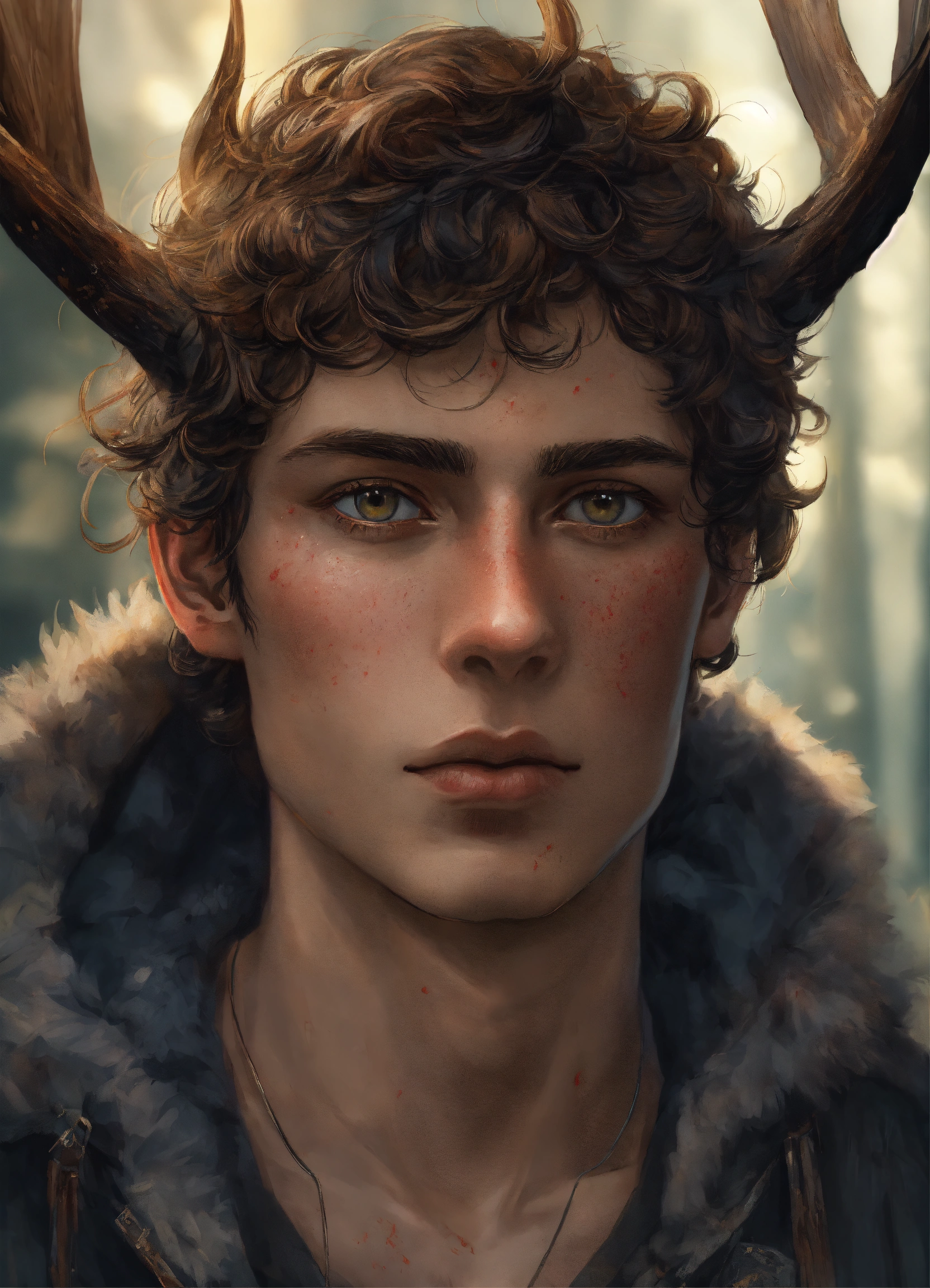 Lexica - Highly detailed portrait of young human man, wendigo features