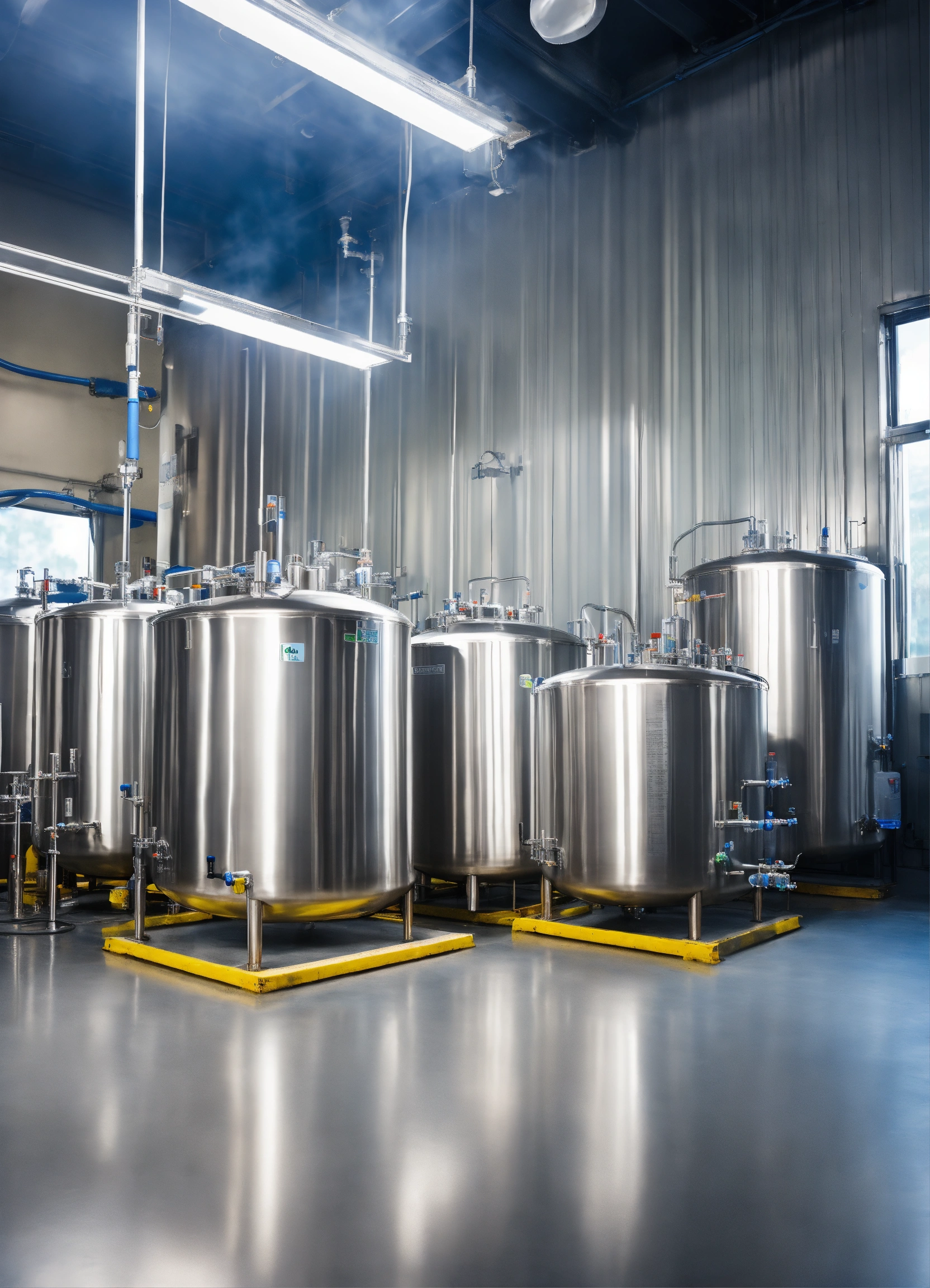 Lexica - Multiple stainless steel tanks with open lids filled with ...