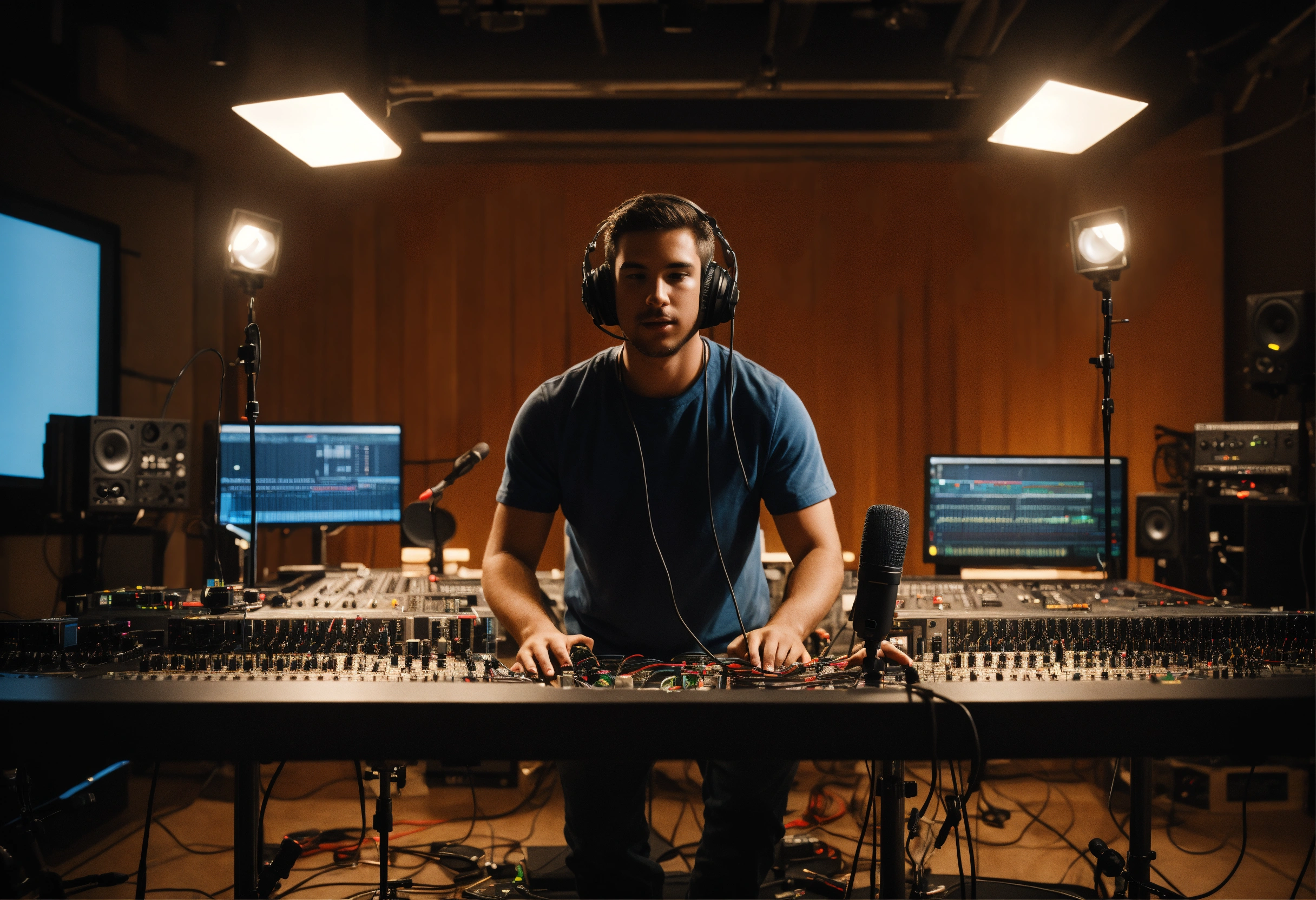 Lexica - The studio. In the center is an audio technician, who ...