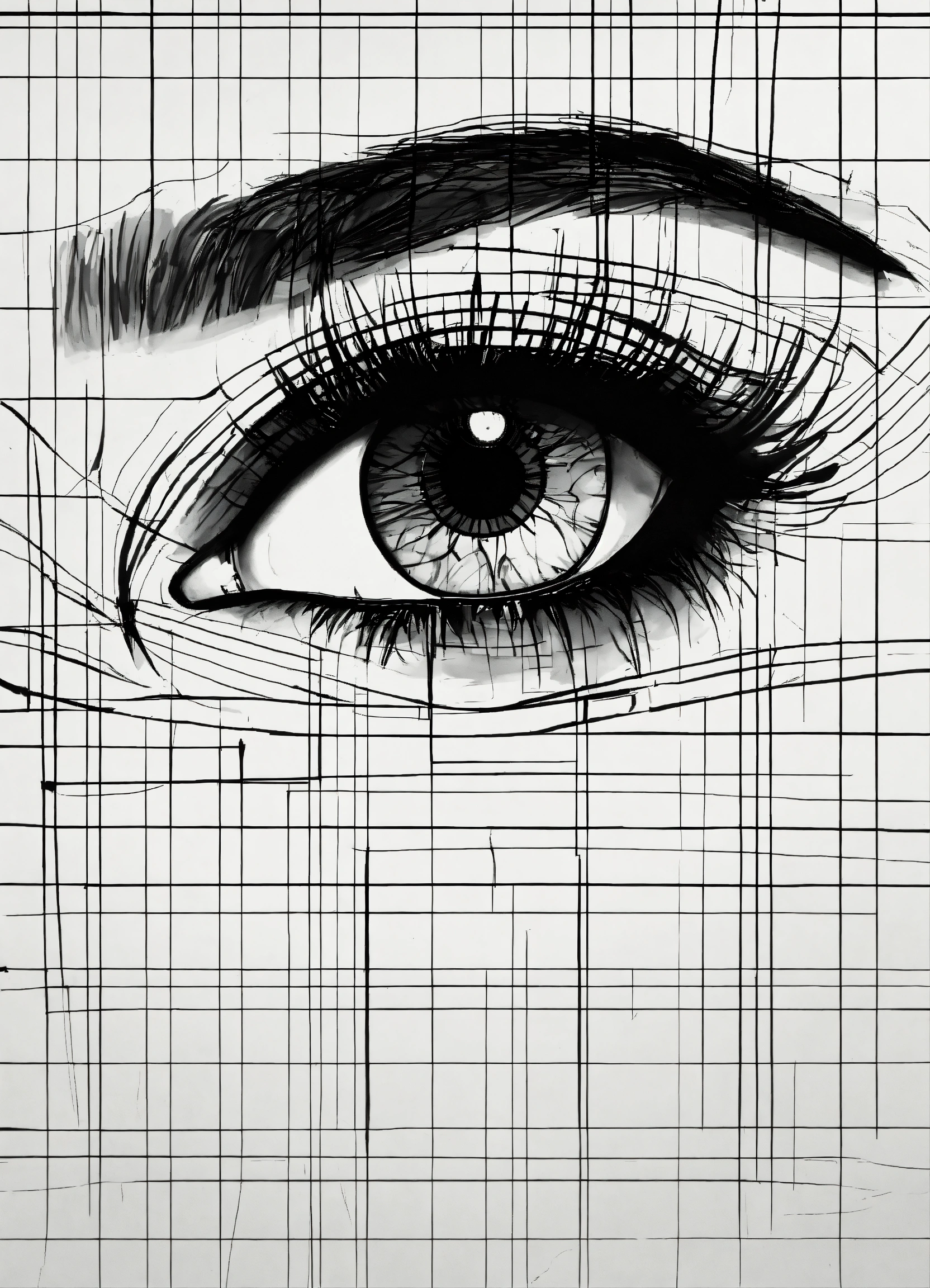 Lexica - Create a sketch of the abstract eye silhouette, black, single ...