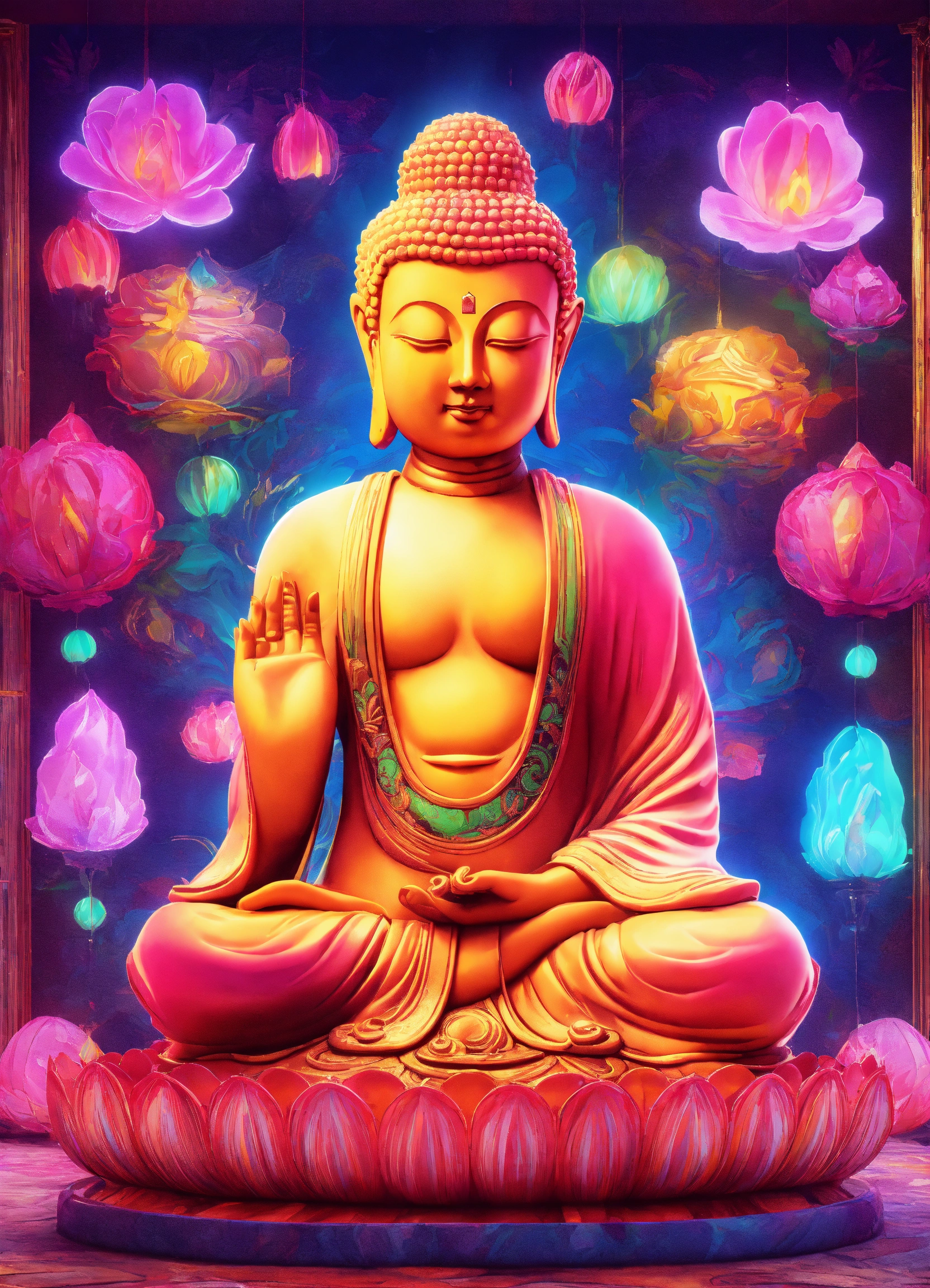 Lexica - Gelly cute adorable buddha, neon glow colours, highly ...