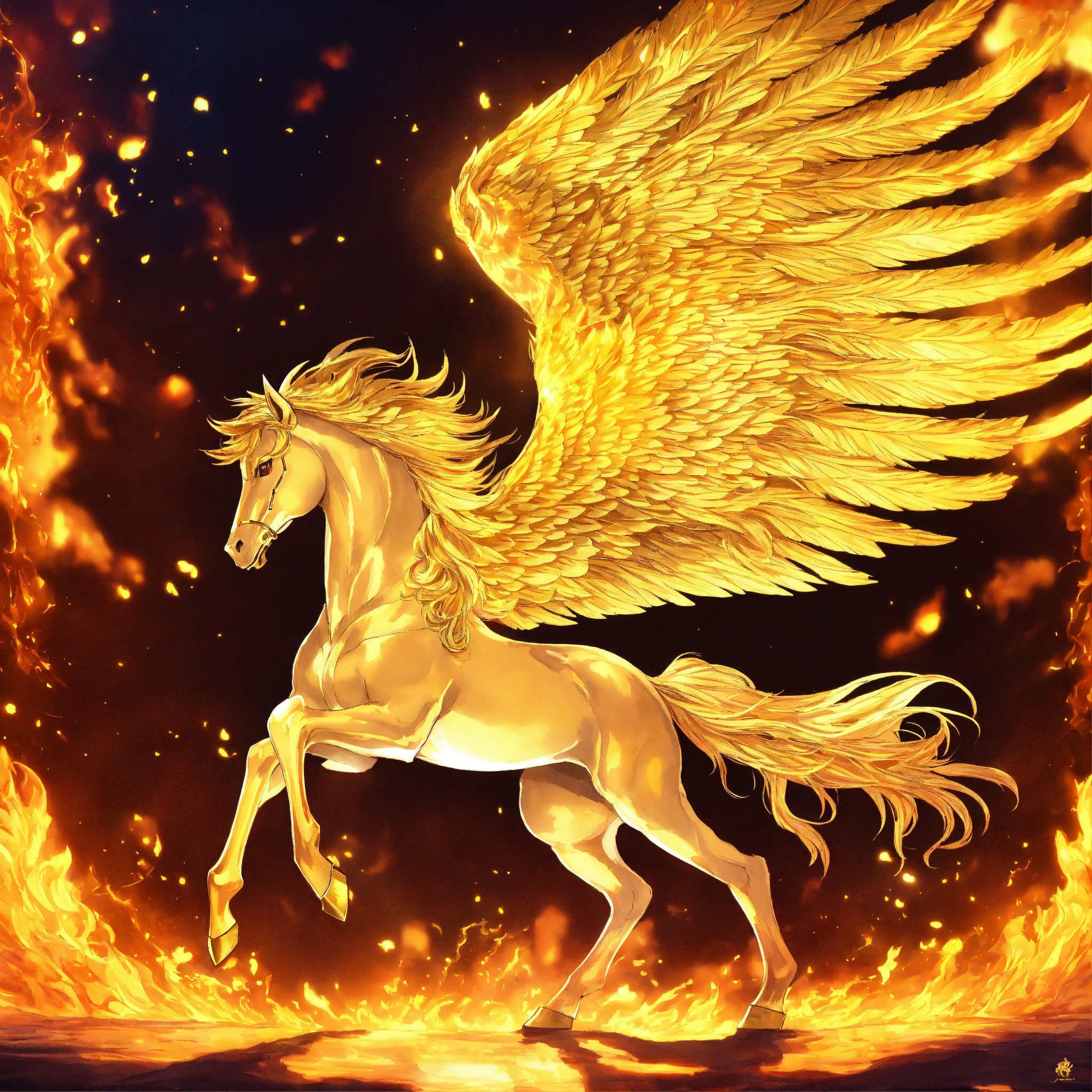 Lexica - Generate an image of a golden Pegasus in a vibrant anime style ...