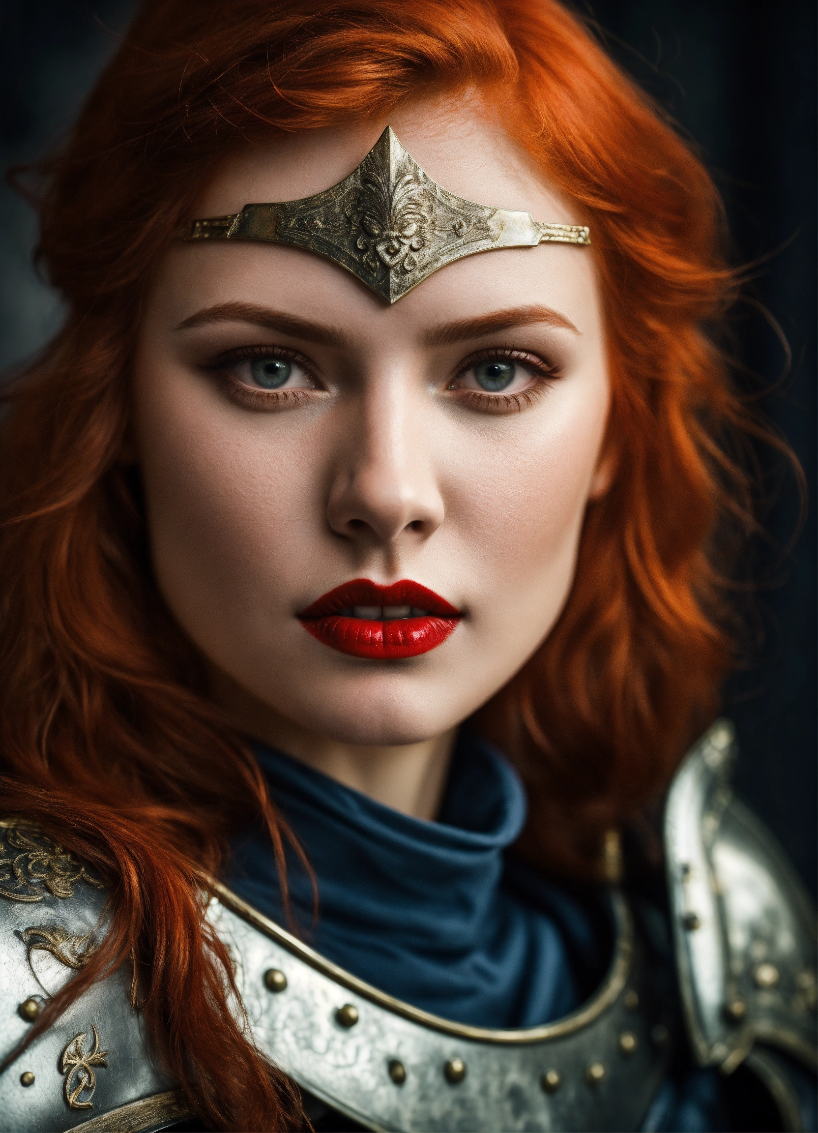 Lexica - Photo quality portrait of beautiful redhead as warrior knight ...