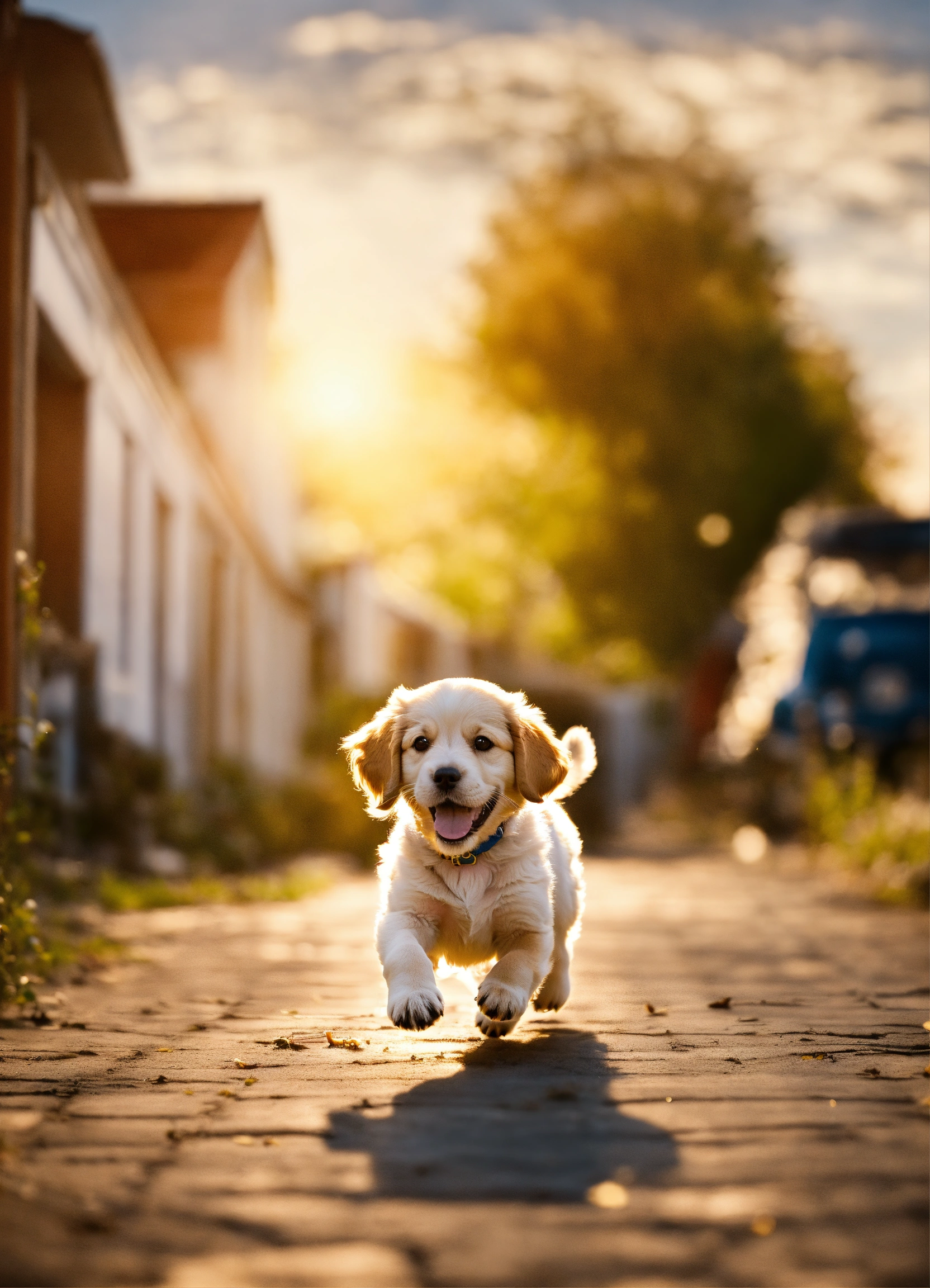 Lexica - A small town scene with A LOST PUPPY. PUPPY PLAYING WITH ...