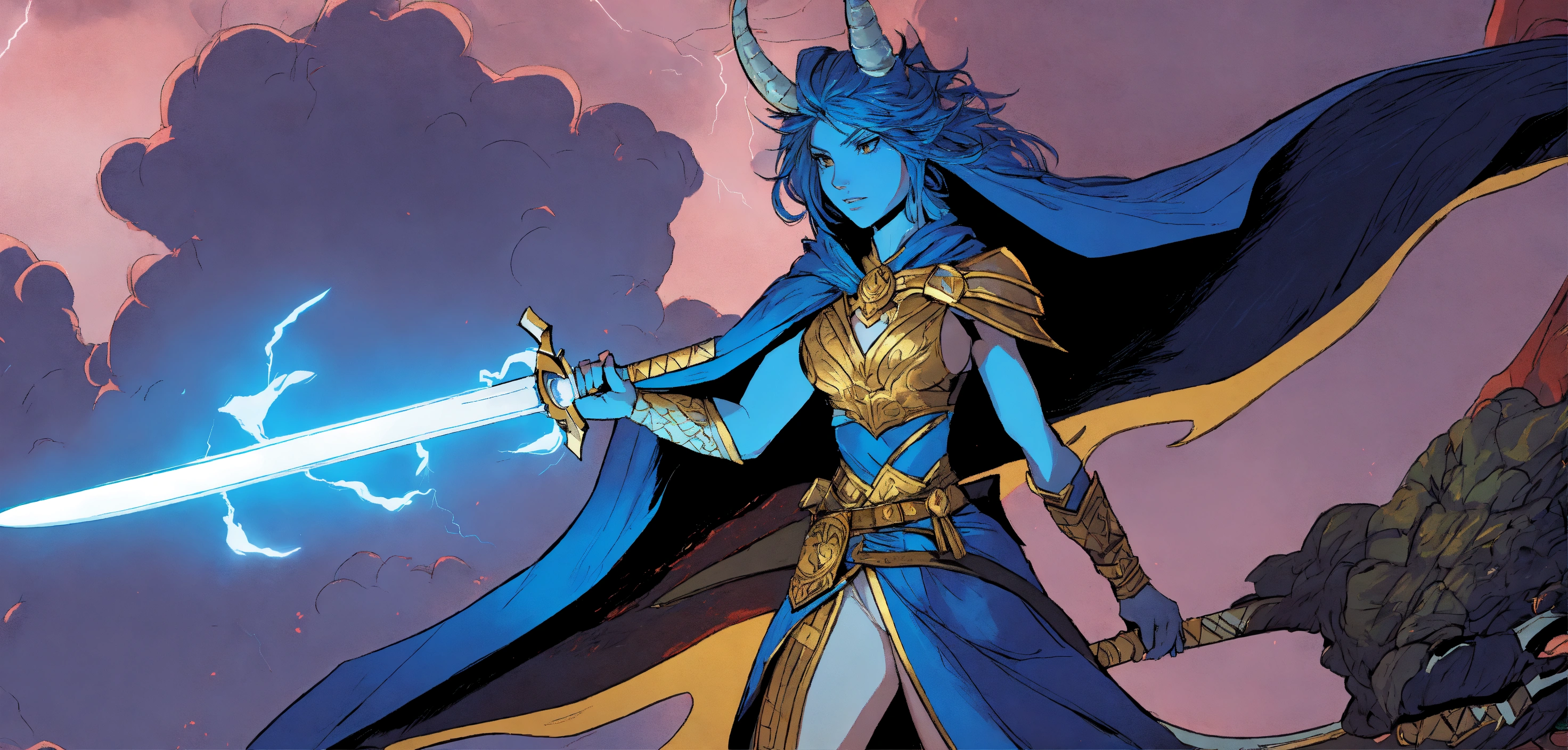 Lexica - Female blue dragoness, wearing a tunic, wielding a glaive ...