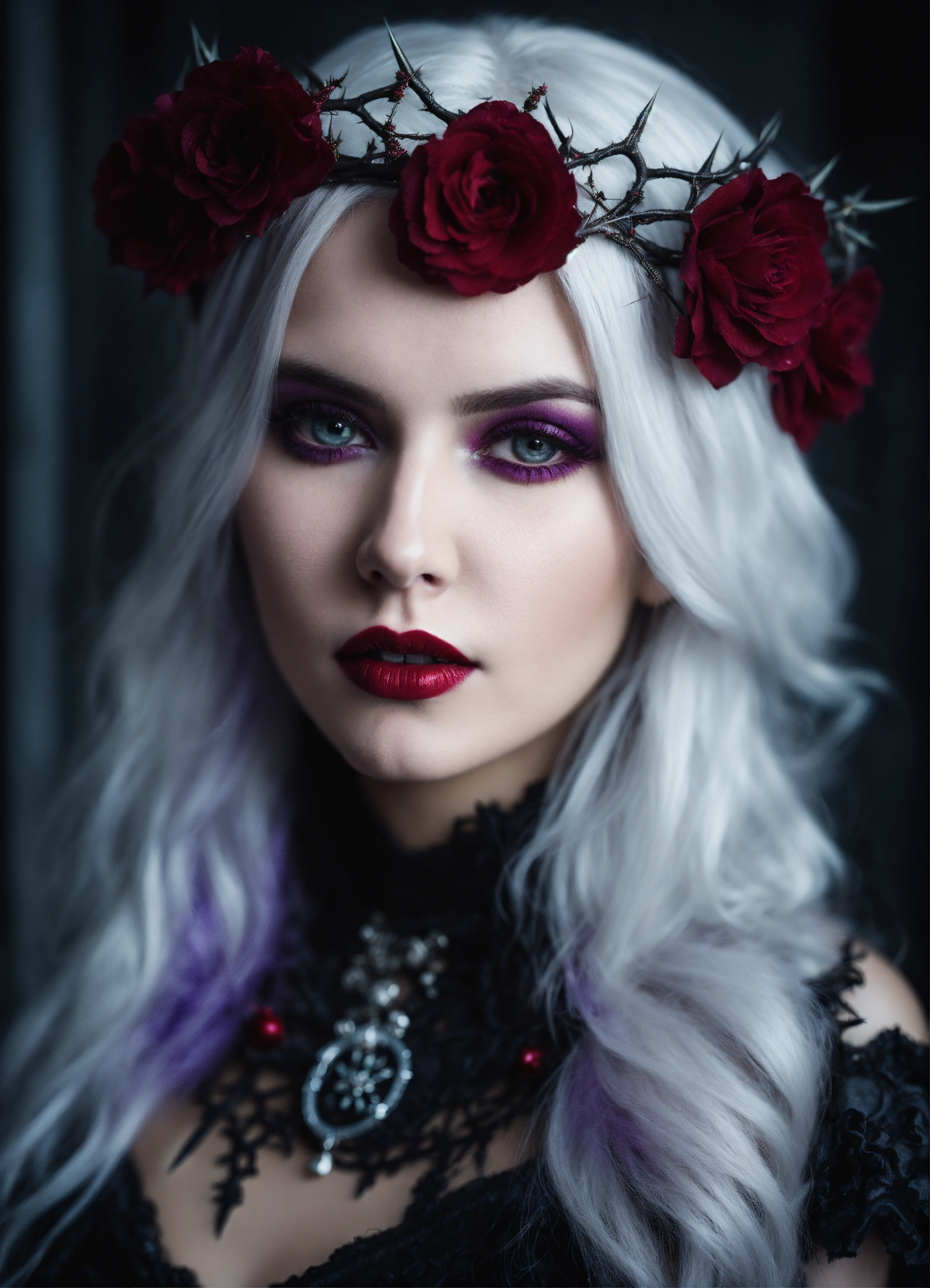 Lexica - Photo quality portrait of white haired beauty as a gothic ...
