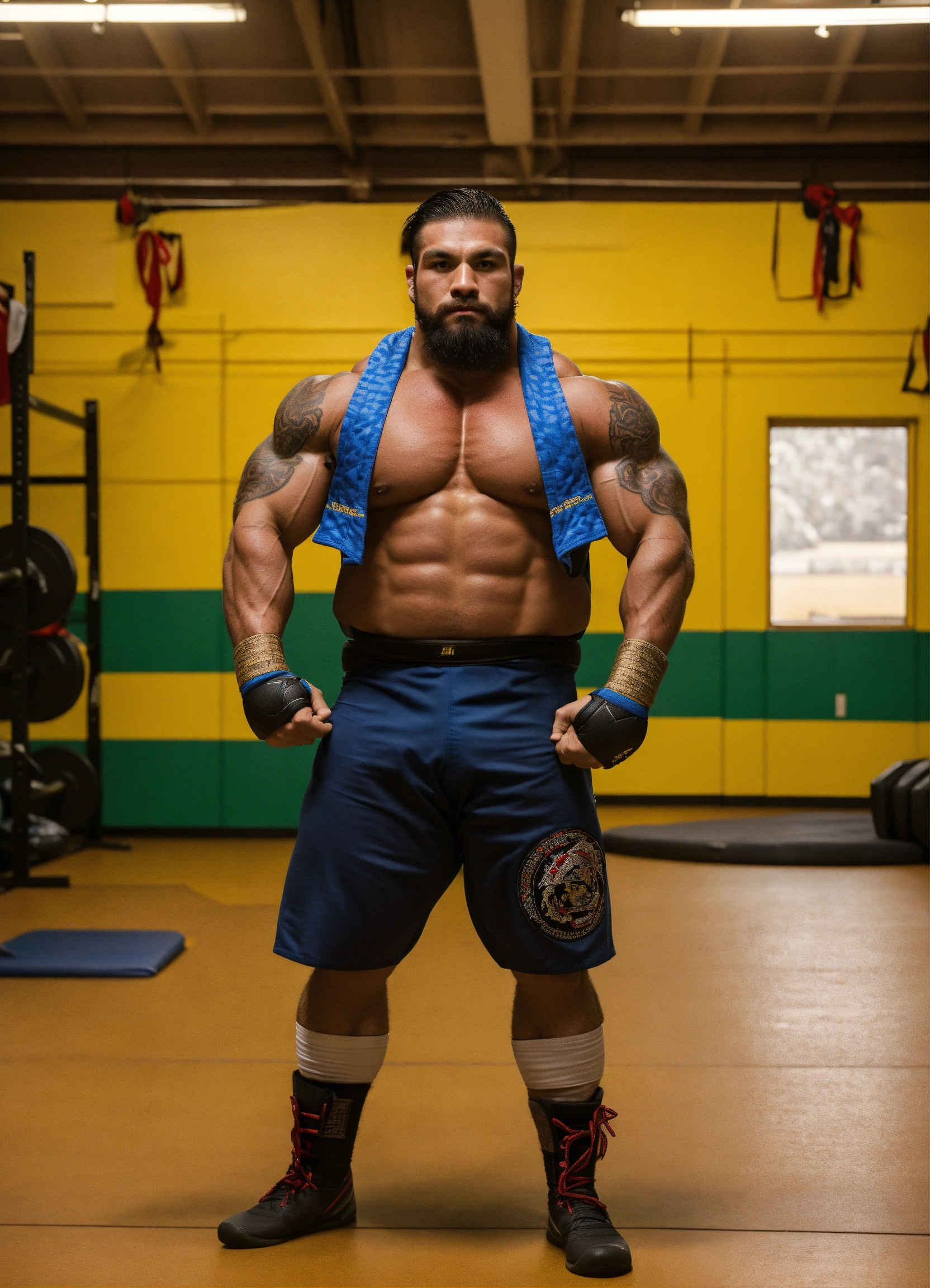 Lexica - 30-year-old wrestler with big muscles in a dojo, bodybuilder ...