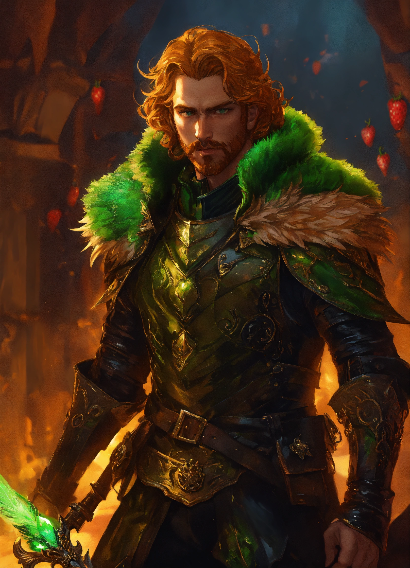 Lexica - The King of Hell. Male with a rounded jawline, bright green ...