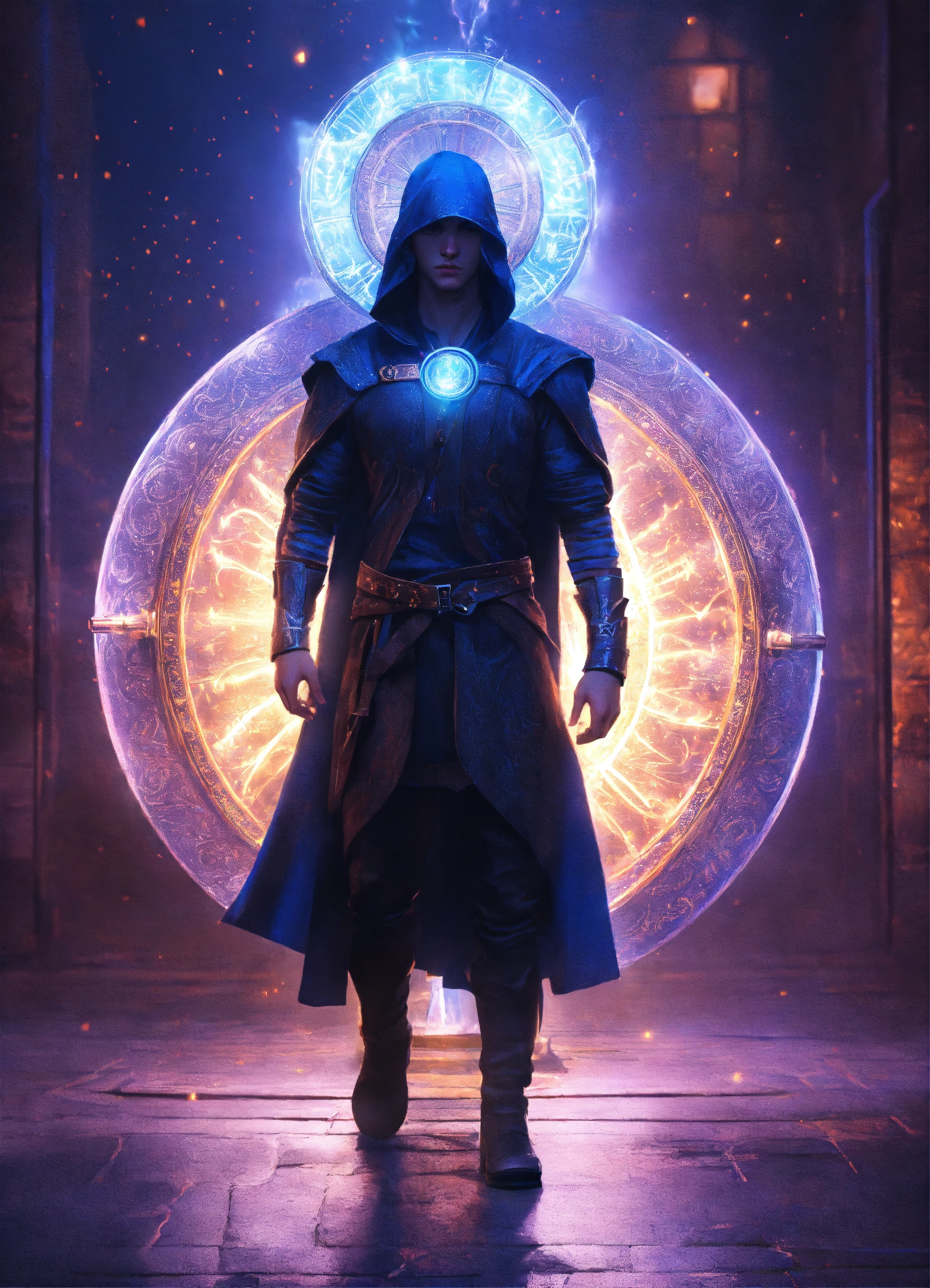 Lexica - A realistic full body portrait of a young male mystic, indigo ...