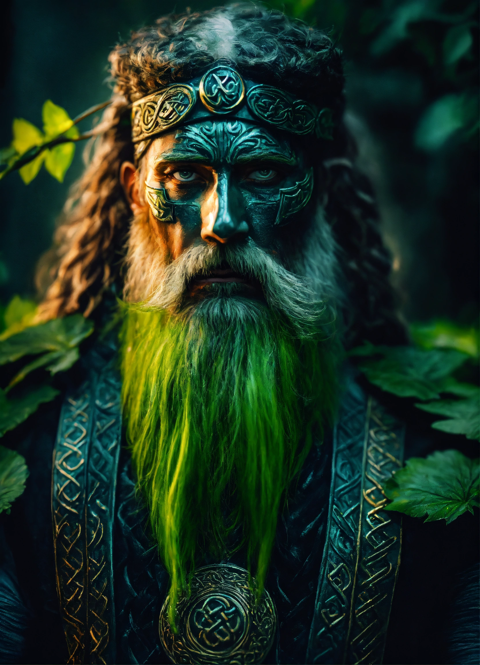 Lexica - Dark moody aesthetic, wise old celtic warrior with a long ...