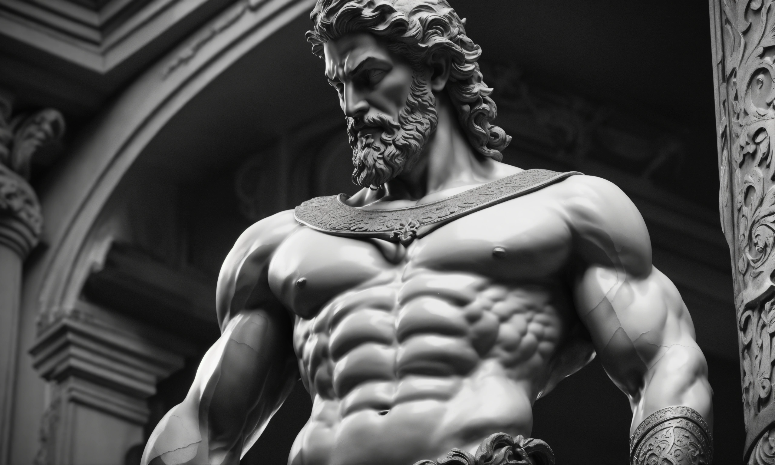 Lexica - Greek statue strong man standing with devilish smirk sideways ...