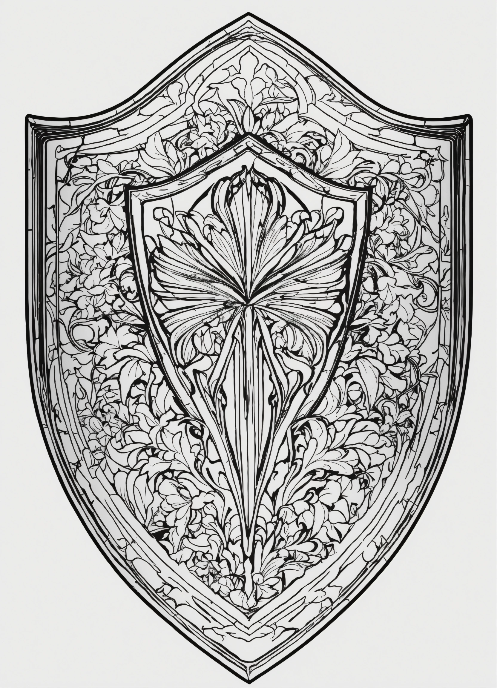 Lexica - Fairy shield, vector, monochrome, line art, minimalism ...