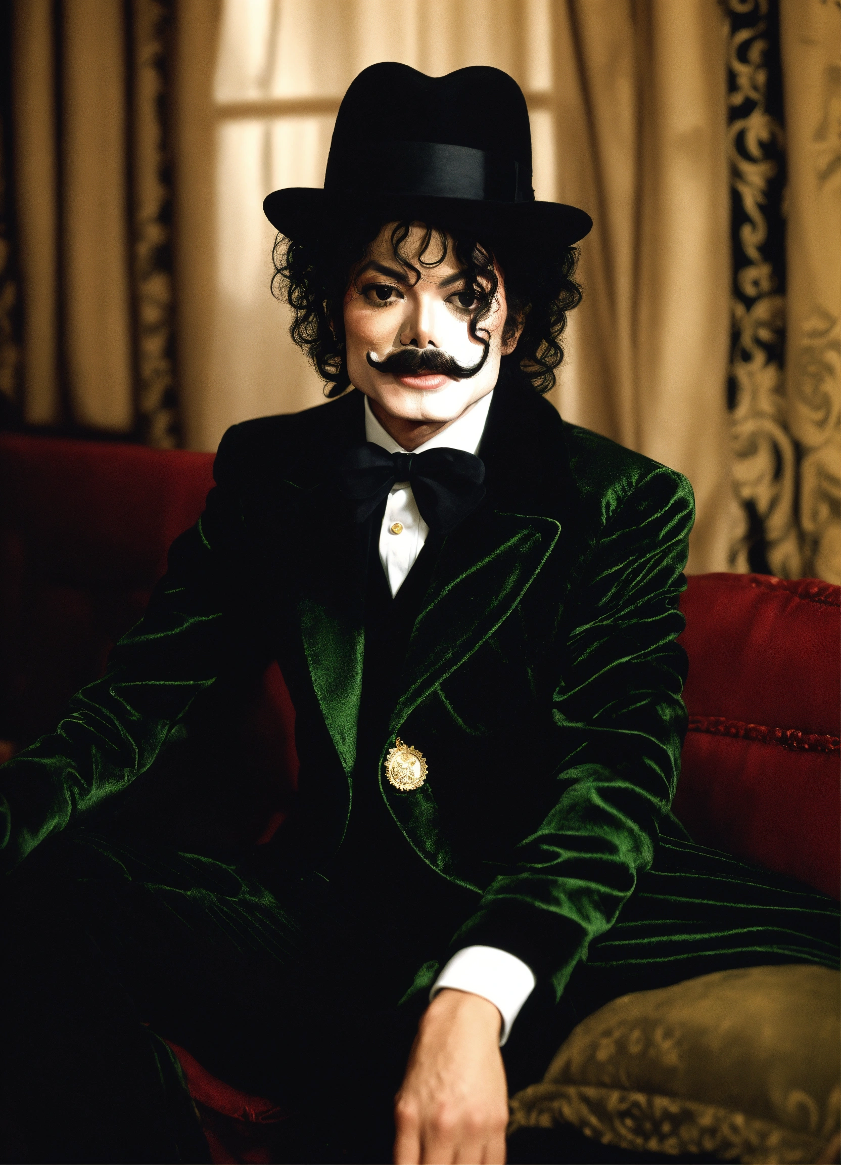 Lexica - Michael jackson disguised as charley chaplin with his moustache