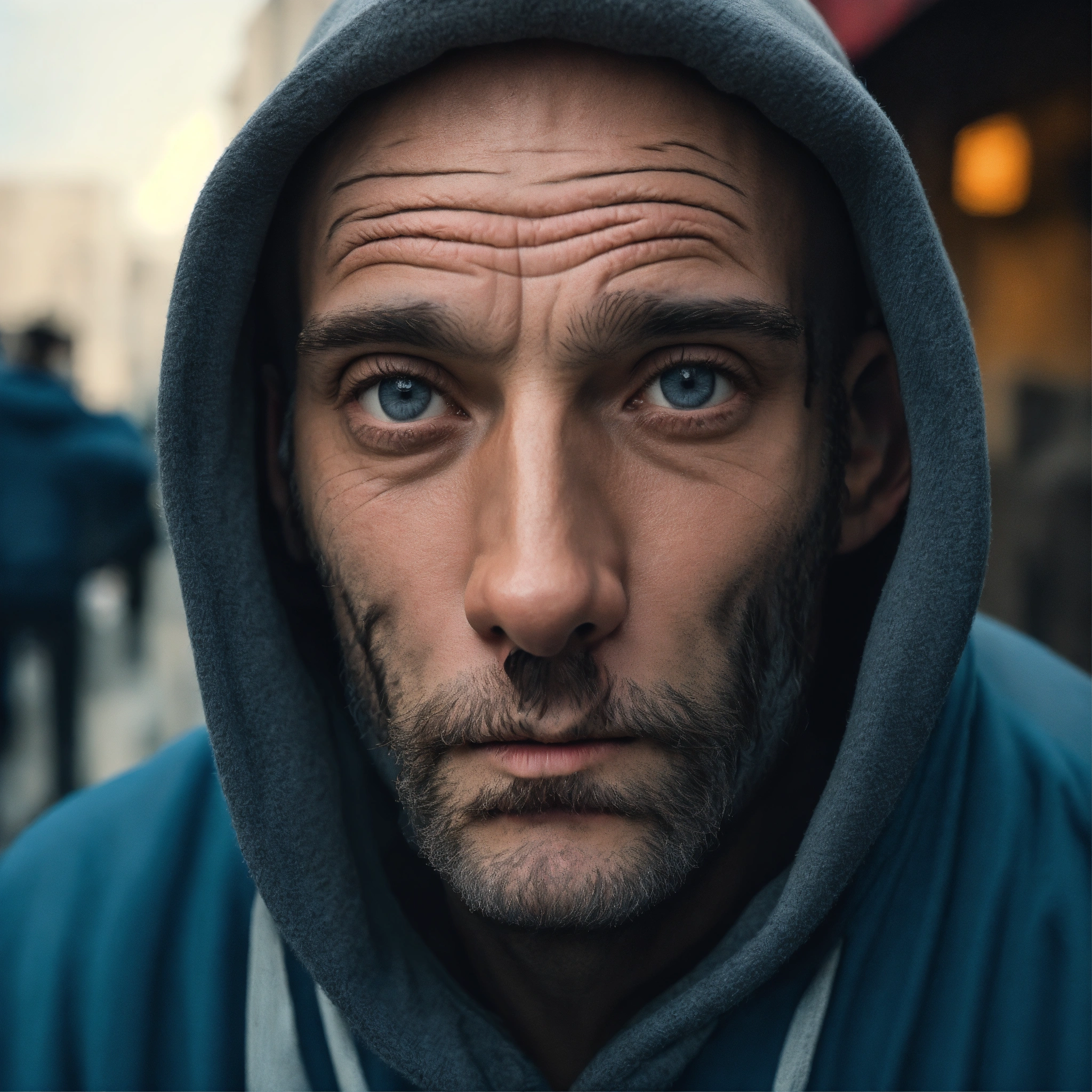 Lexica - A GIANT HOMELESS MAN WITH BALD HEAD, NO MUSTACHE, PROTRUDING ...