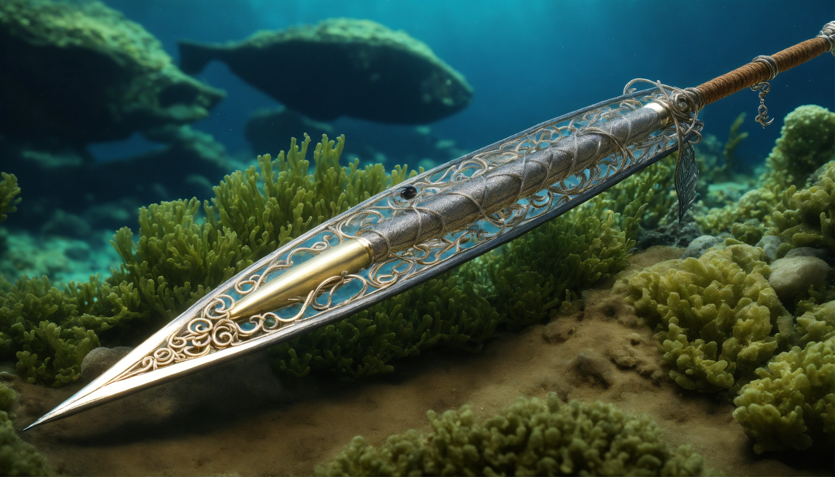 Lexica - 8k, picture of a narrow and delicate toothed fishing spear ...