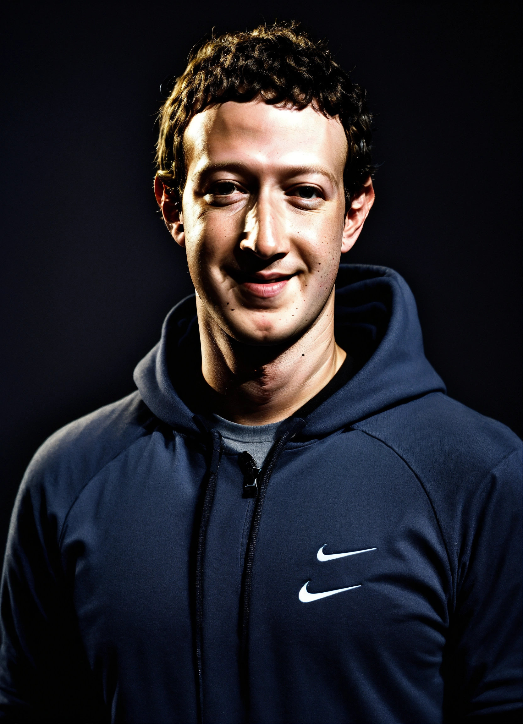 Lexica - Mark Zuckerberg, black background, evil.