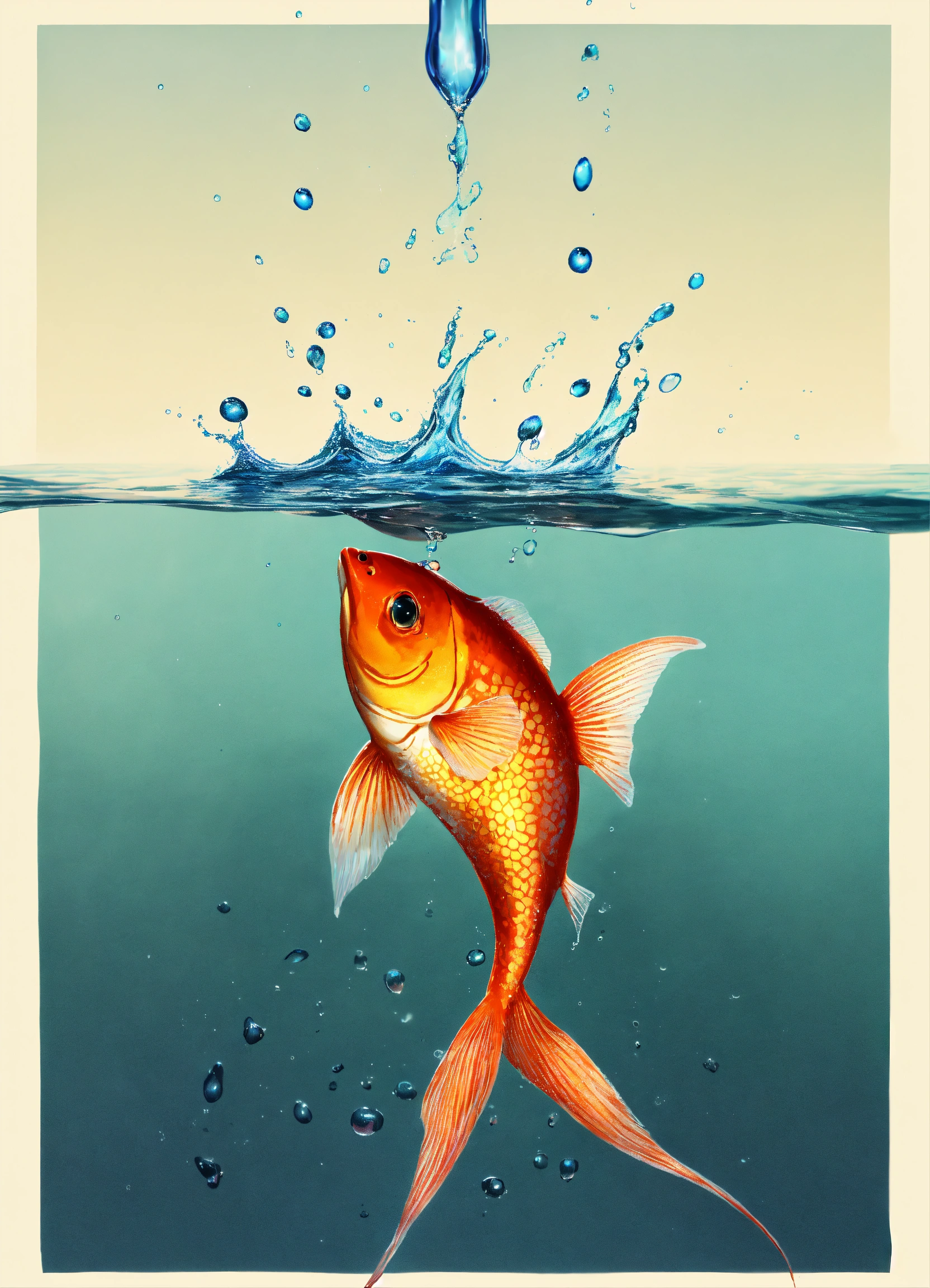 Lexica - The water drop falls below the water surface, it morphs into a ...