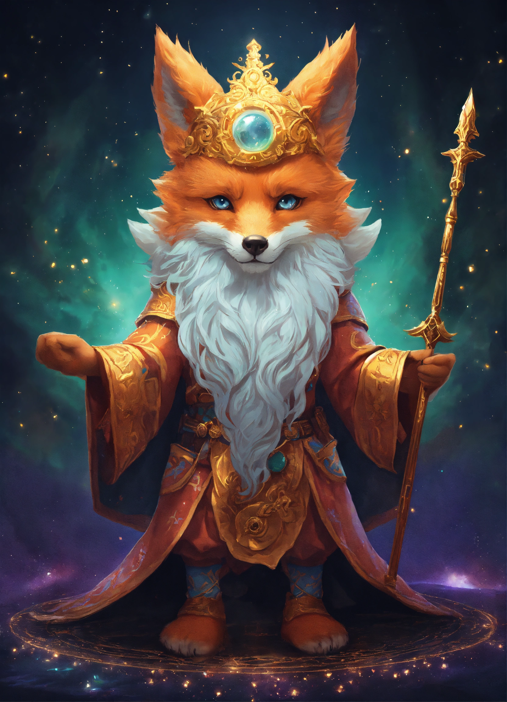 Lexica - A celestial half-Fox-Gnome God of Trickery emanating tricks ...