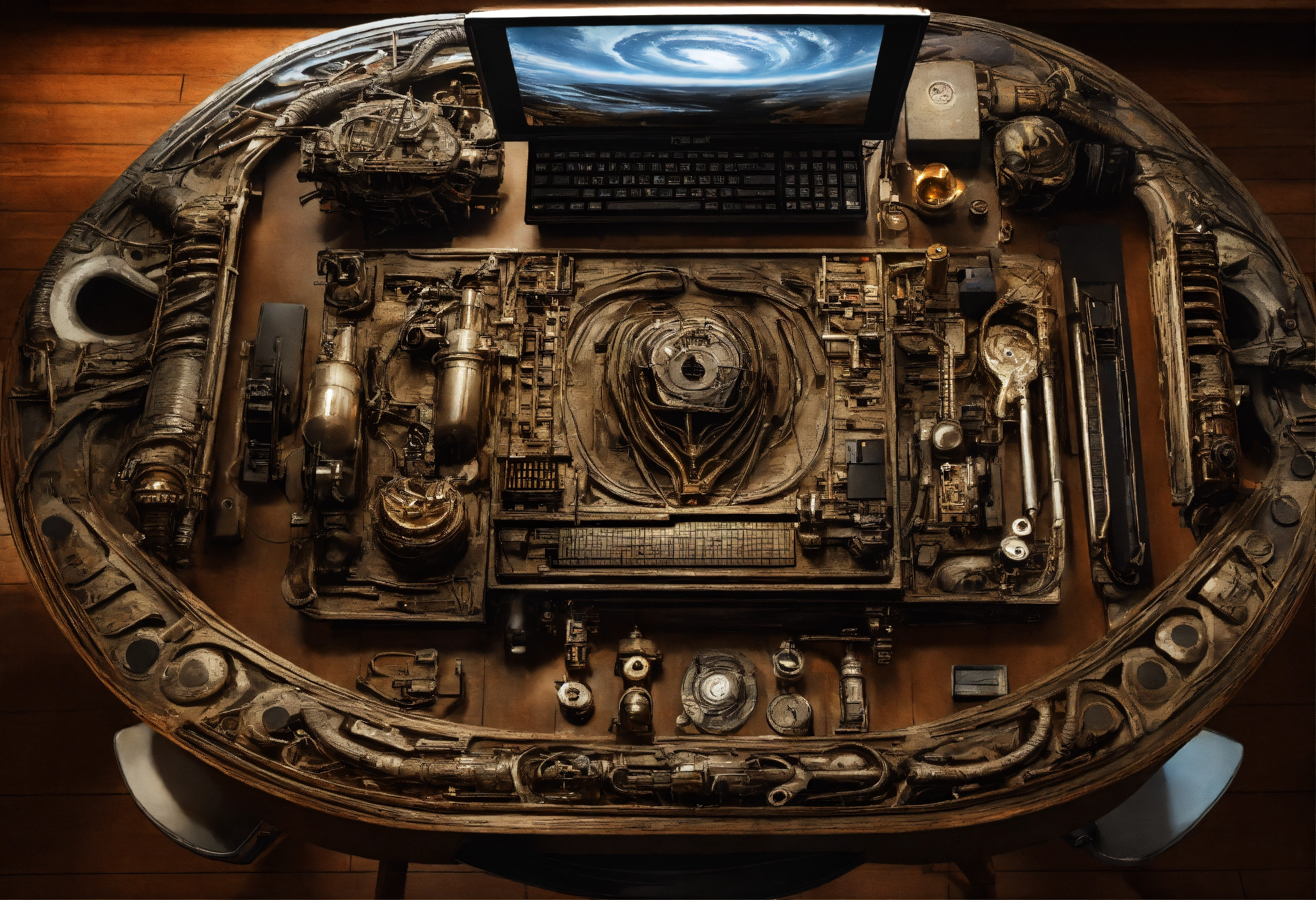 Lexica - Top view worktable desk H.R Giger style