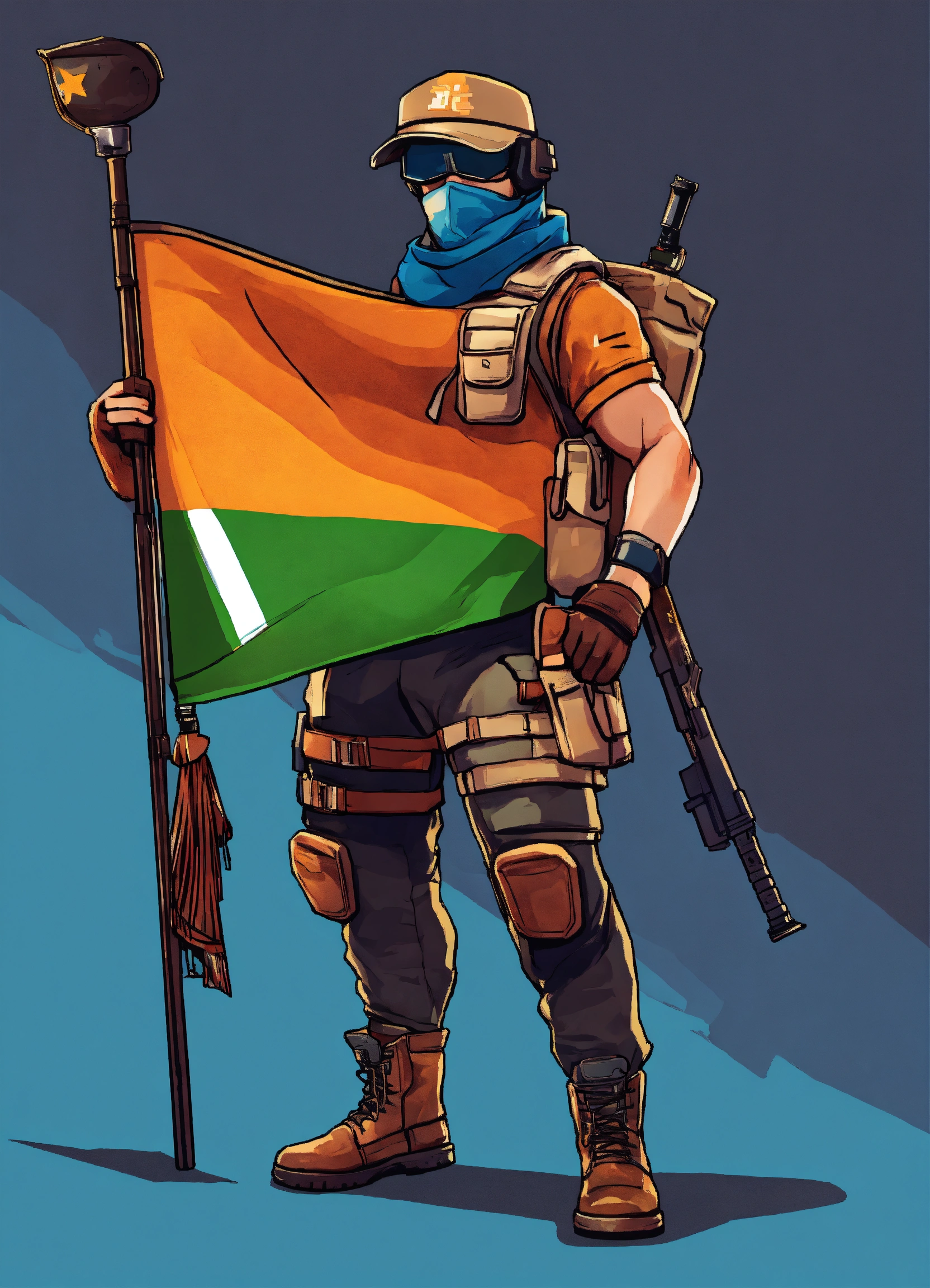 Lexica - Pubg character vector holding indian flag