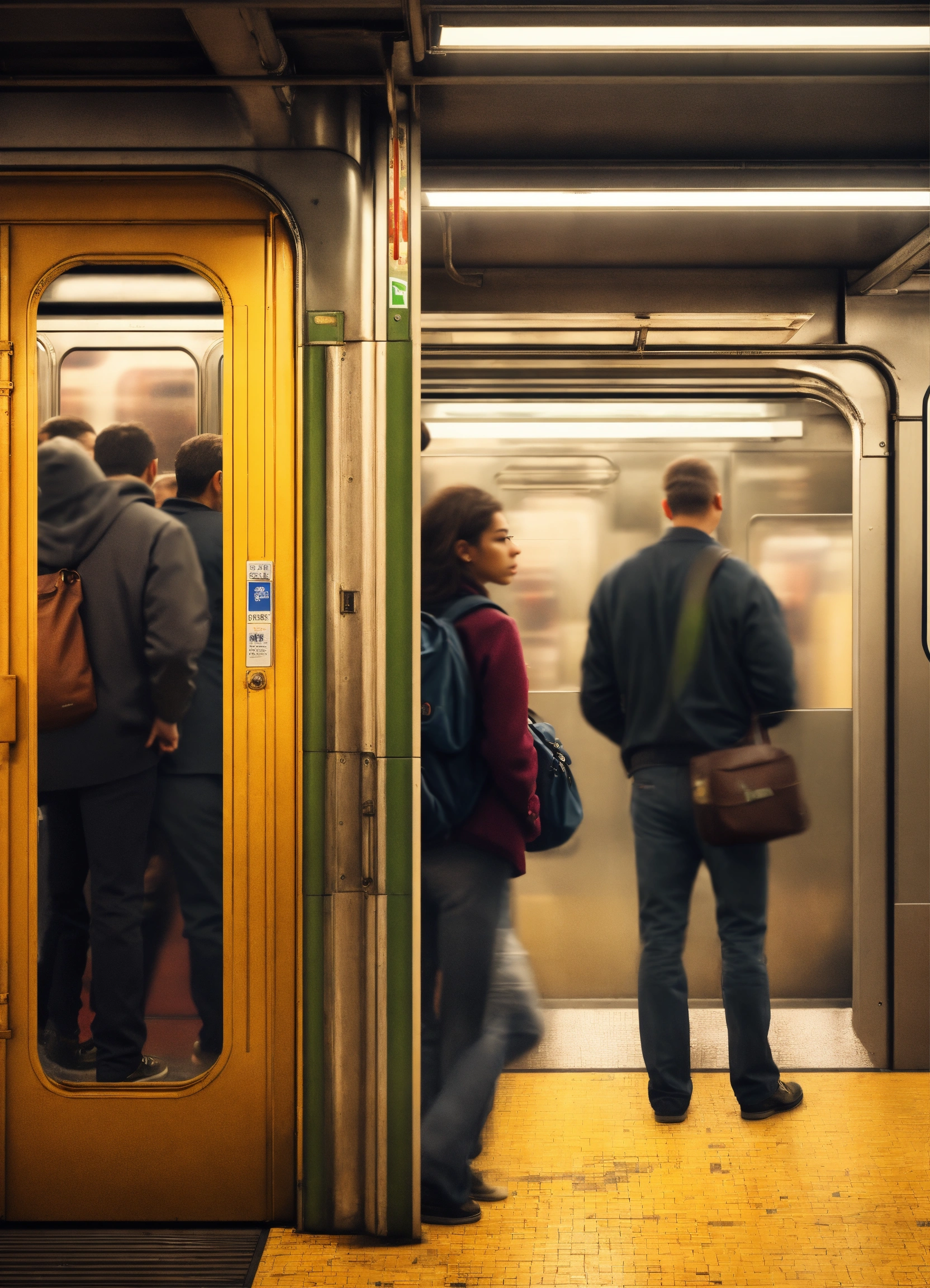 Lexica - NYC subway doors with dense unreasonable amount of anxious ...