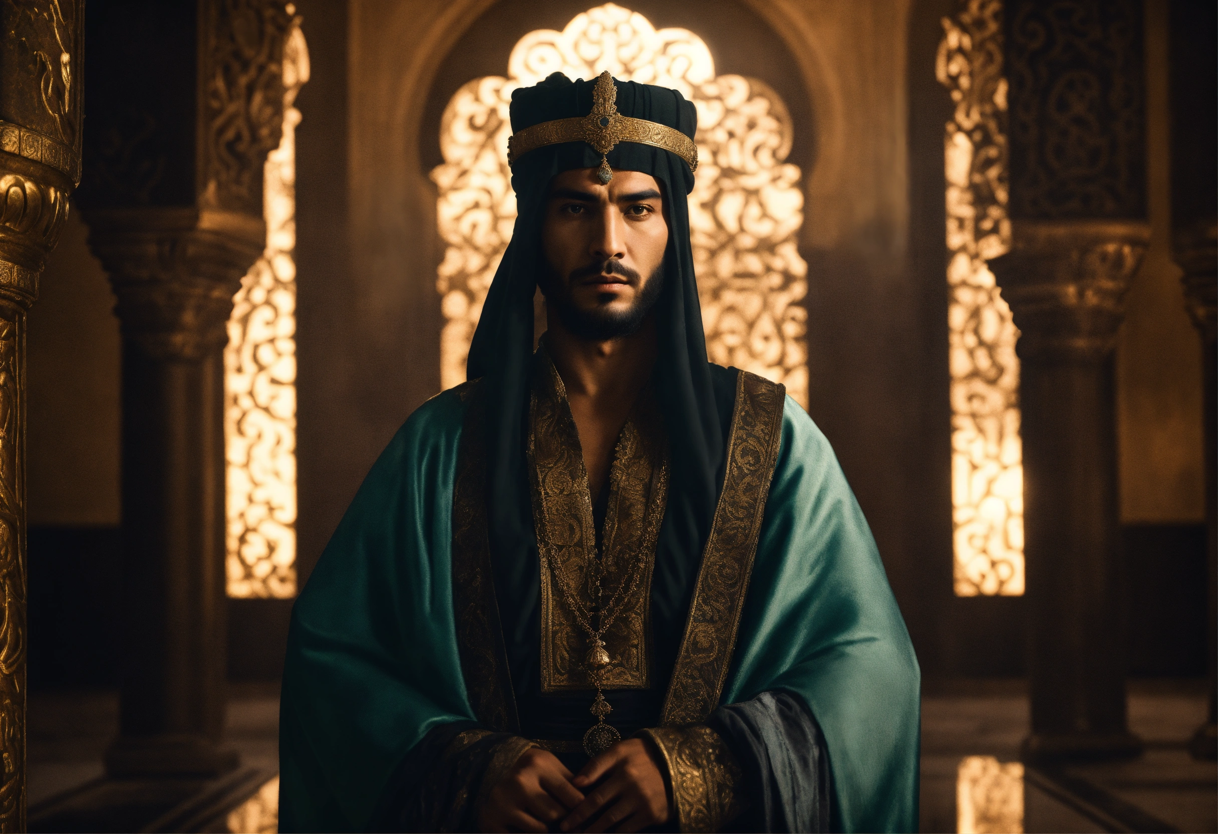 Lexica - Fantasy portrait of a handsome young ancient male Arabic evil ...